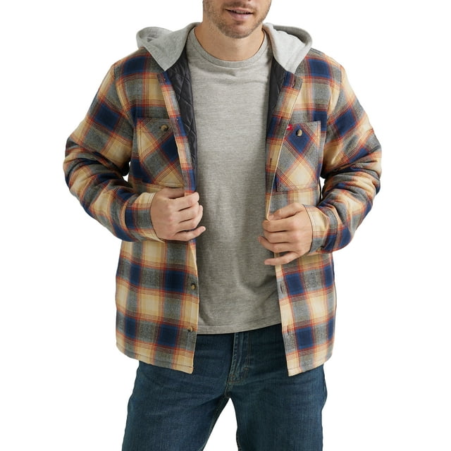 Wrangler® Men's and Big Men's Heavyweight Hooded Shirt Jacket, Sizes S ...