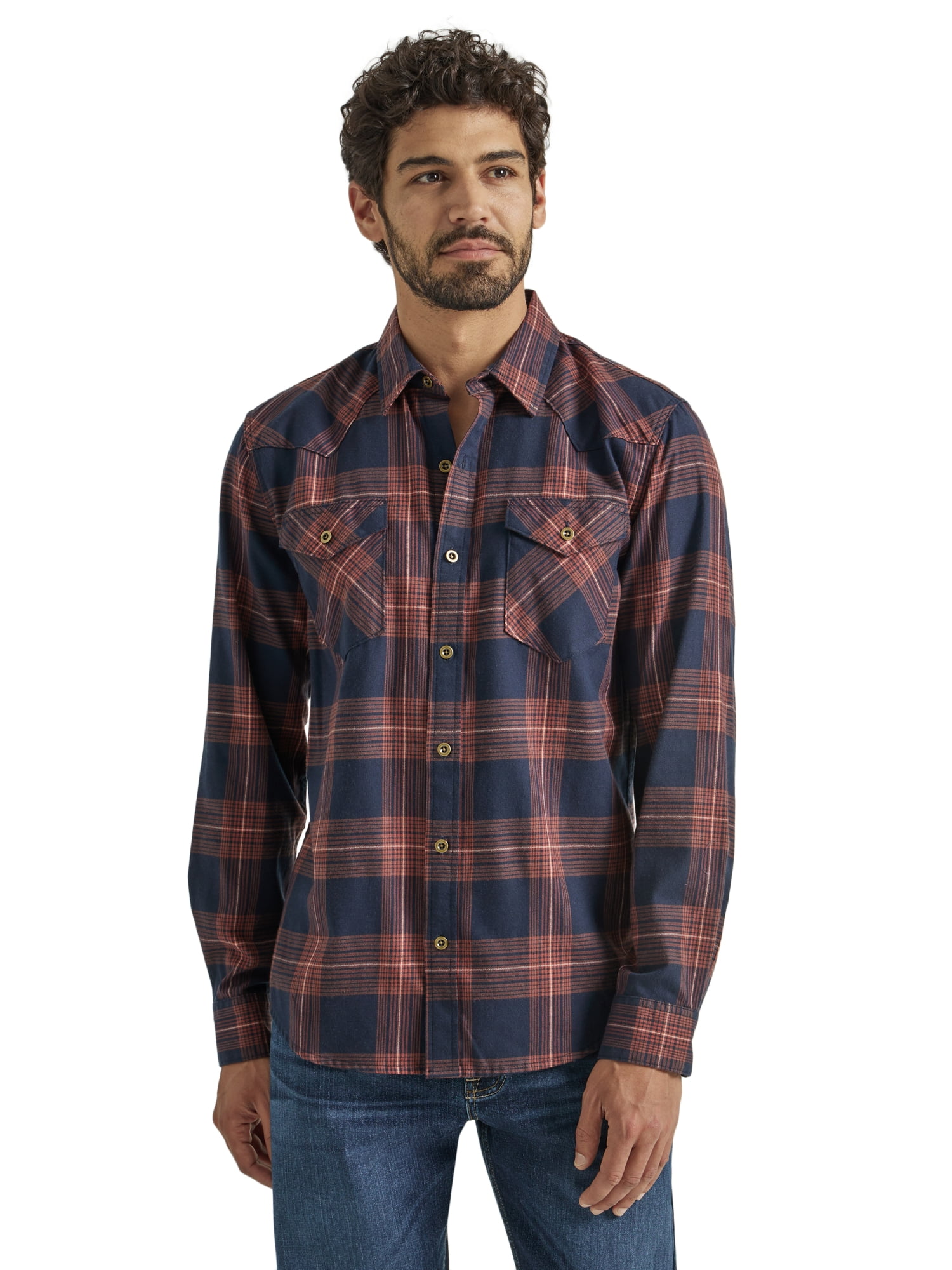 Wrangler® Men's Slim Fit Long Sleeve Woven Shirt, Sizes S-5XL, with ...