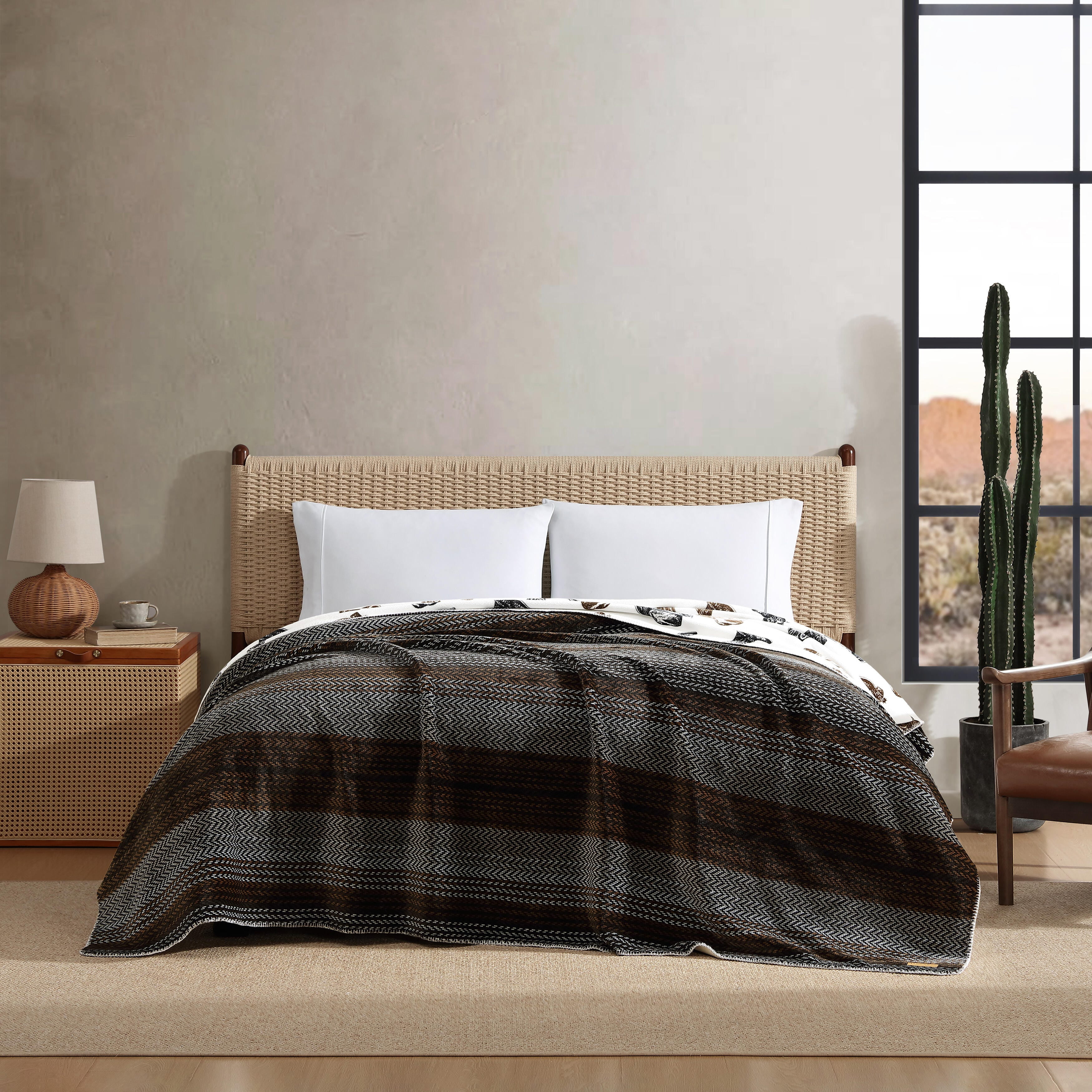 Wrangler Nash Stripe Reversible Brown Twin Blanket - Walmart.com