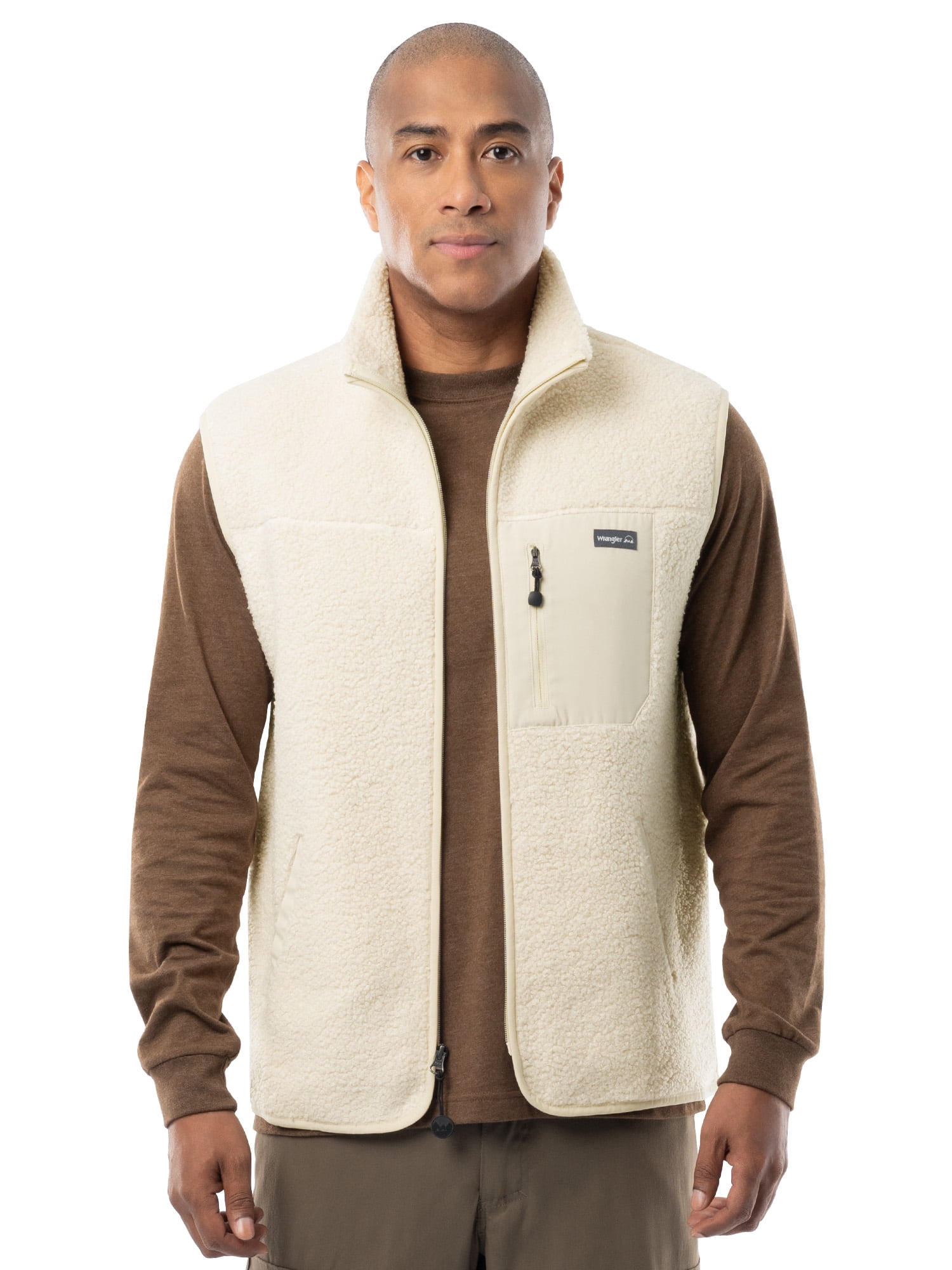 Wrangler Outdoor Men's & Big Men's Full Zip Burly Utility Hiking Sweater Vest, Size S-2XL ...