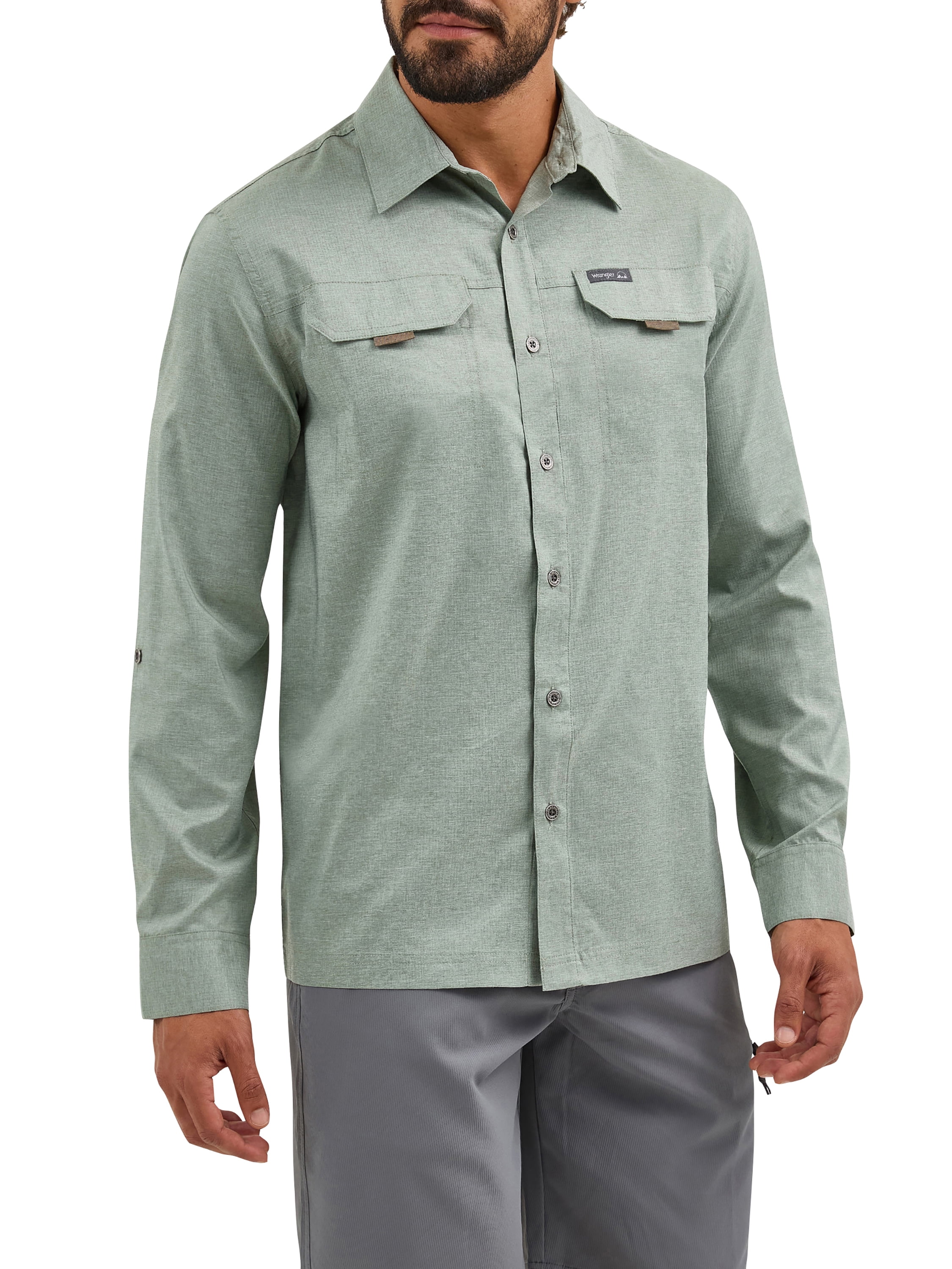 Wrangler® Outdoor Men's Long Sleeve Thru Hike Shirt Sizes S-3XL ...