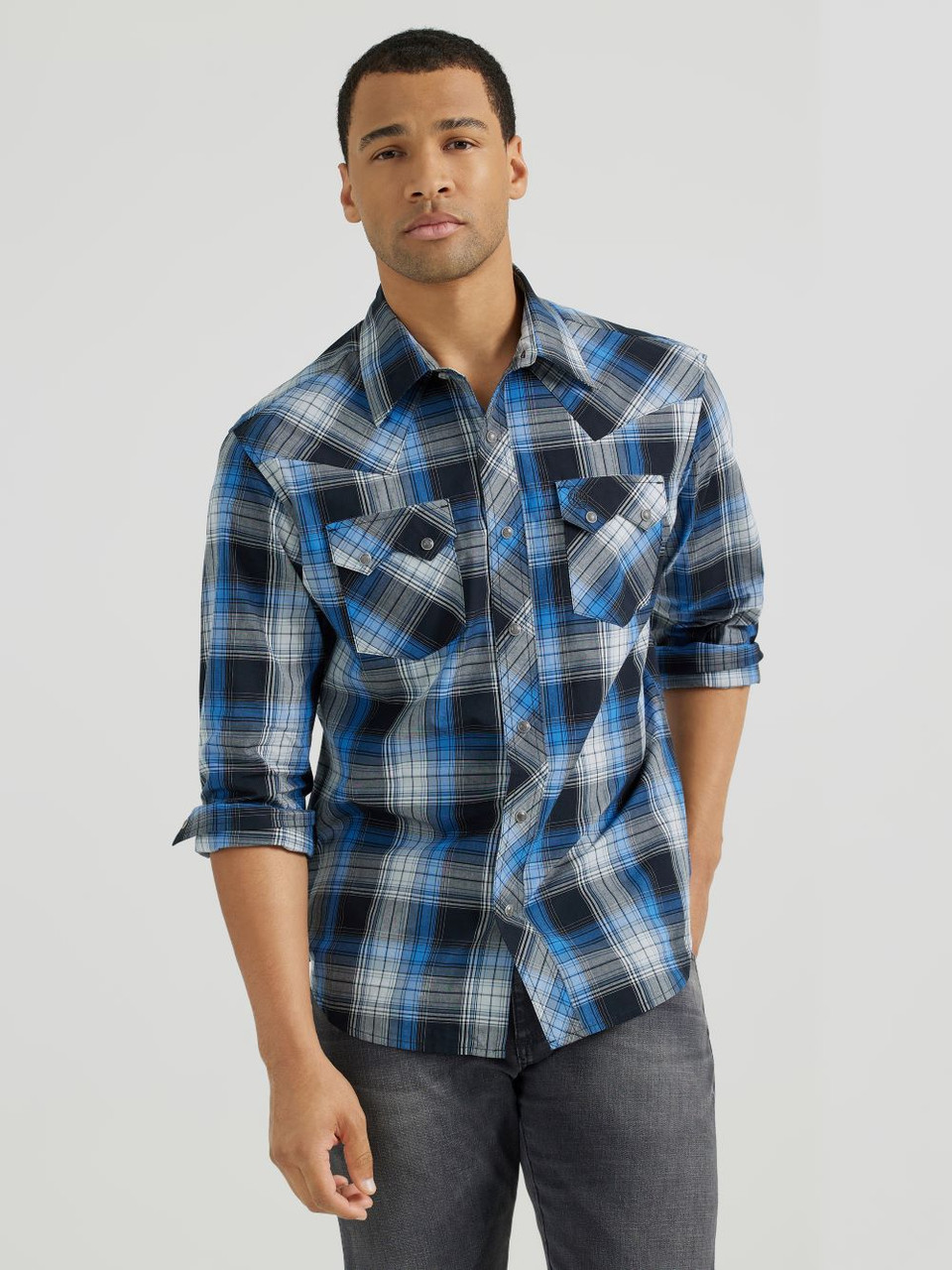 Wrangler Retro Core Blue Plaid - Mens Shirt - 112355385 - Walmart.com
