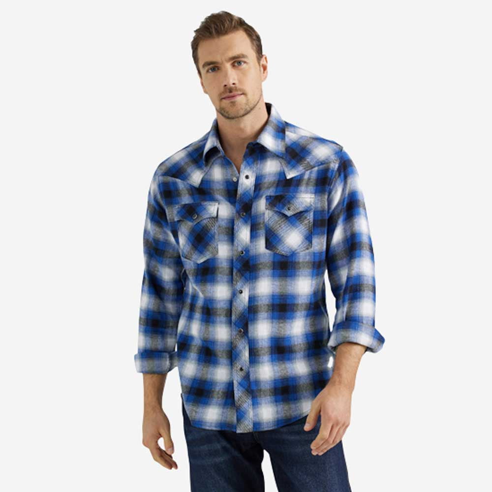 Wrangler Retro Flannel Blue/black Plaid - Mens Shirt - 112355364 ...
