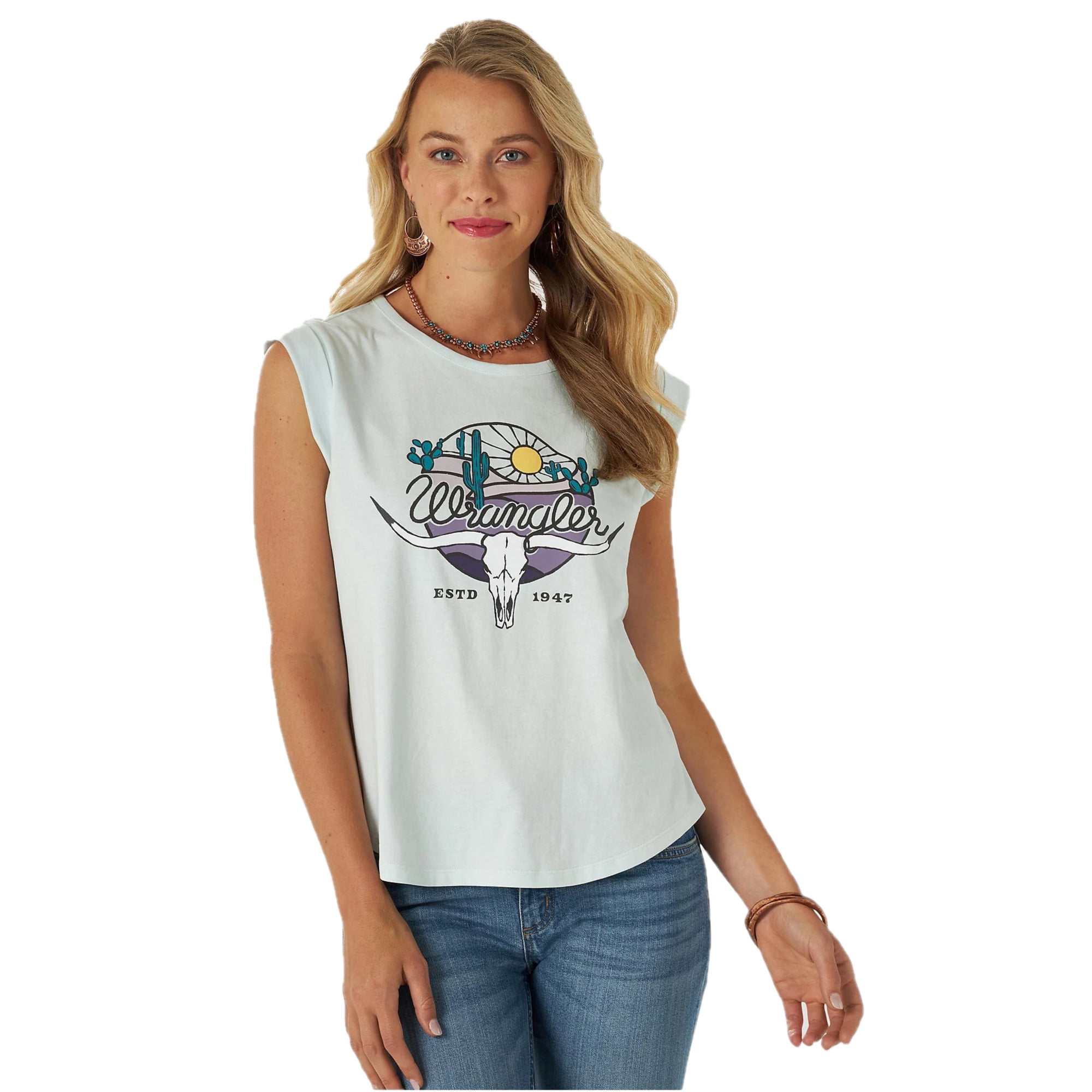 Wrangler Retro® Ladies Steer Head Green Graphic Tank 112315077 ...