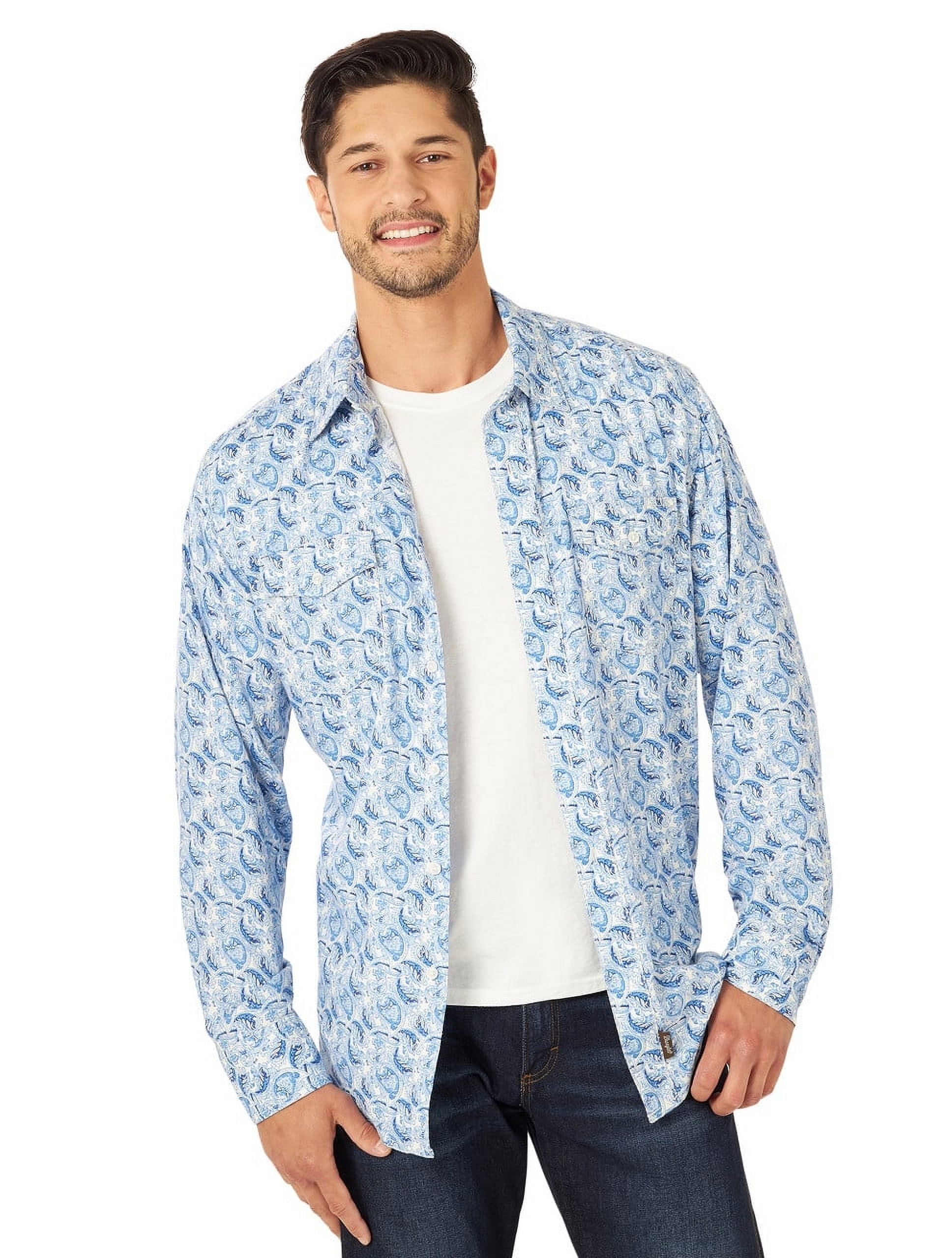 Wrangler Retro Premium Blue Print - Mens Shirt - Mvr600B - Walmart.com