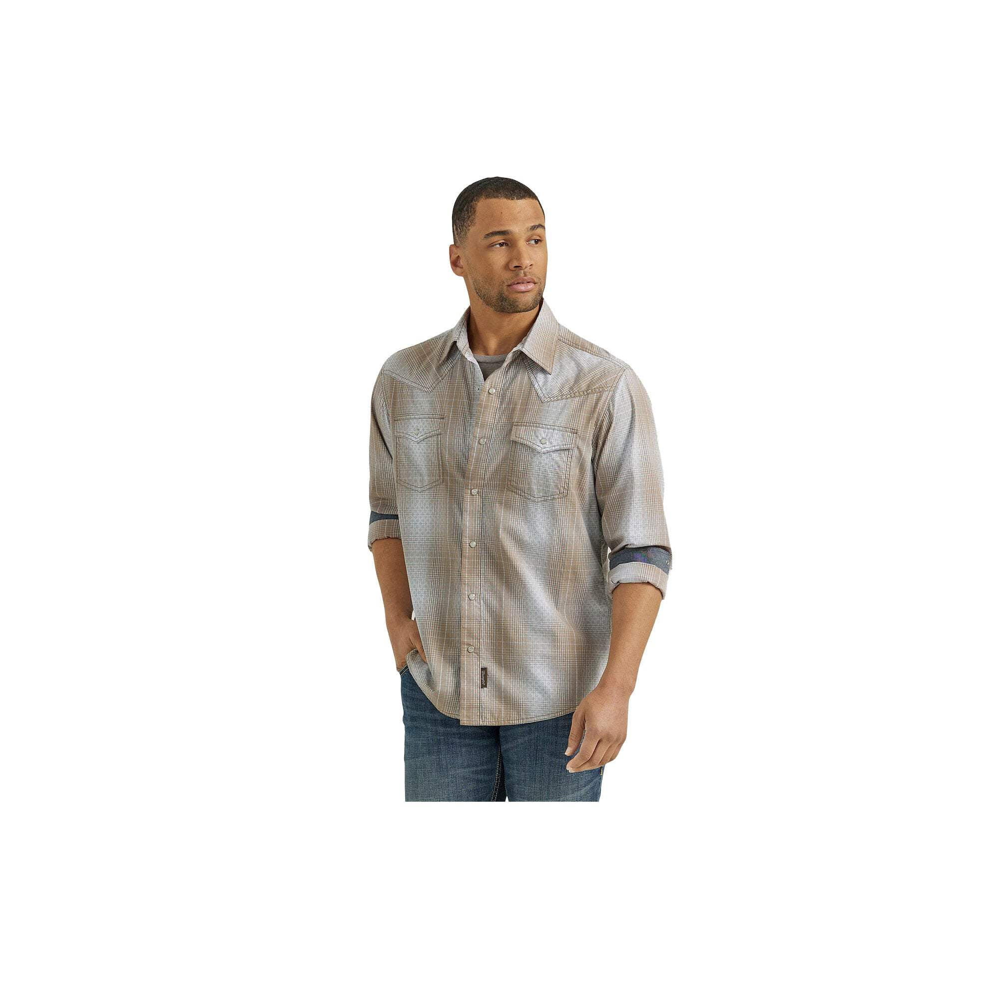 Wrangler Retro Premium Long Sleeve Shirt Tan - Walmart.com