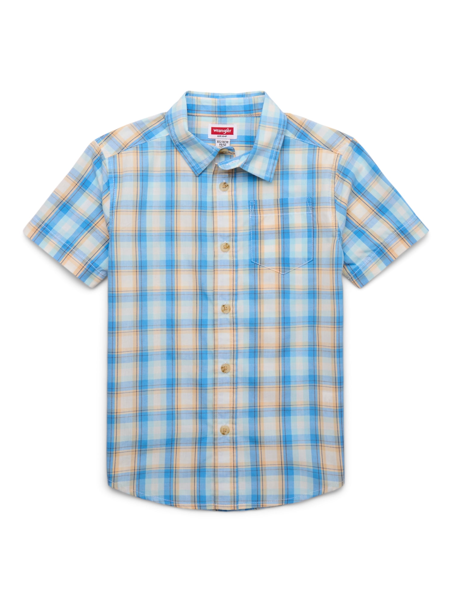 Wrangler Boys Button-Up Short Sleeve Shirt, Sizes 4-16 - Walmart.com