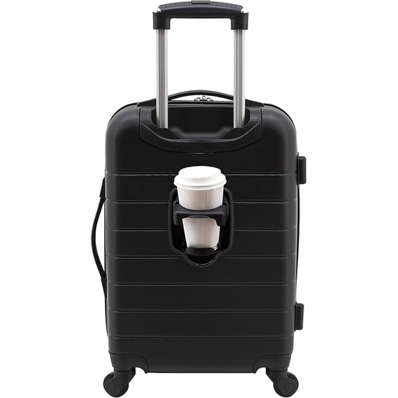 Wrangler Smart Luggage Set with Cup Holder and USB Port, Black, 20-Inch ...