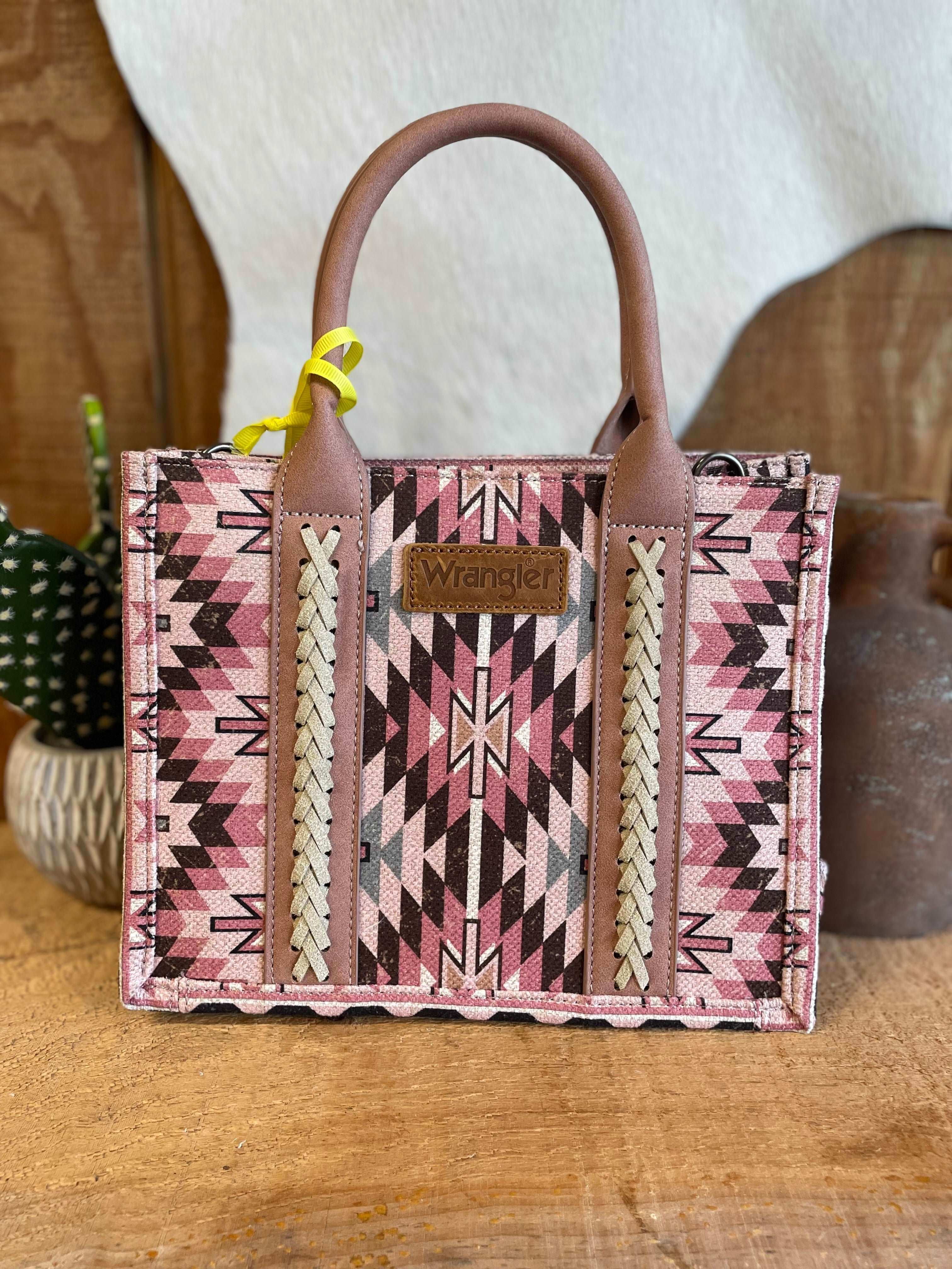 Wrangler Ladies Dark Pink Southwestern Print Tote Crossbody Bag WG2213 ...