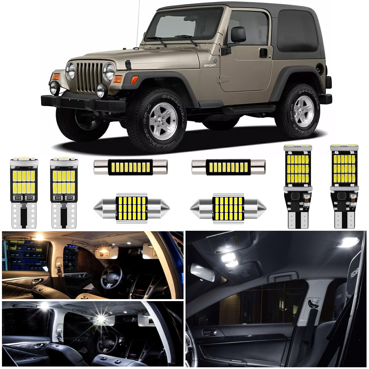 Wrangler TJ LED Interior MMF7 Bulb Lights Kit for Wrangler TJ 1997 1998 ...