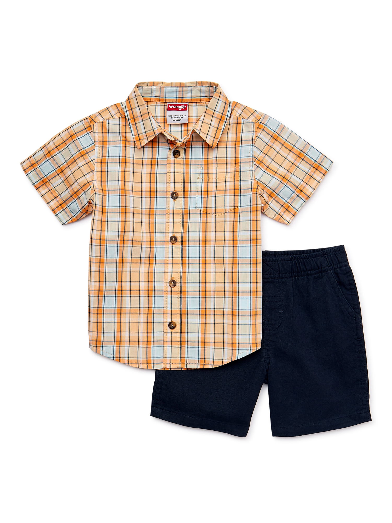 Wrangler Toddler Boy Short Sleeve Button-Down Shirt and Shorts Set, 2 ...