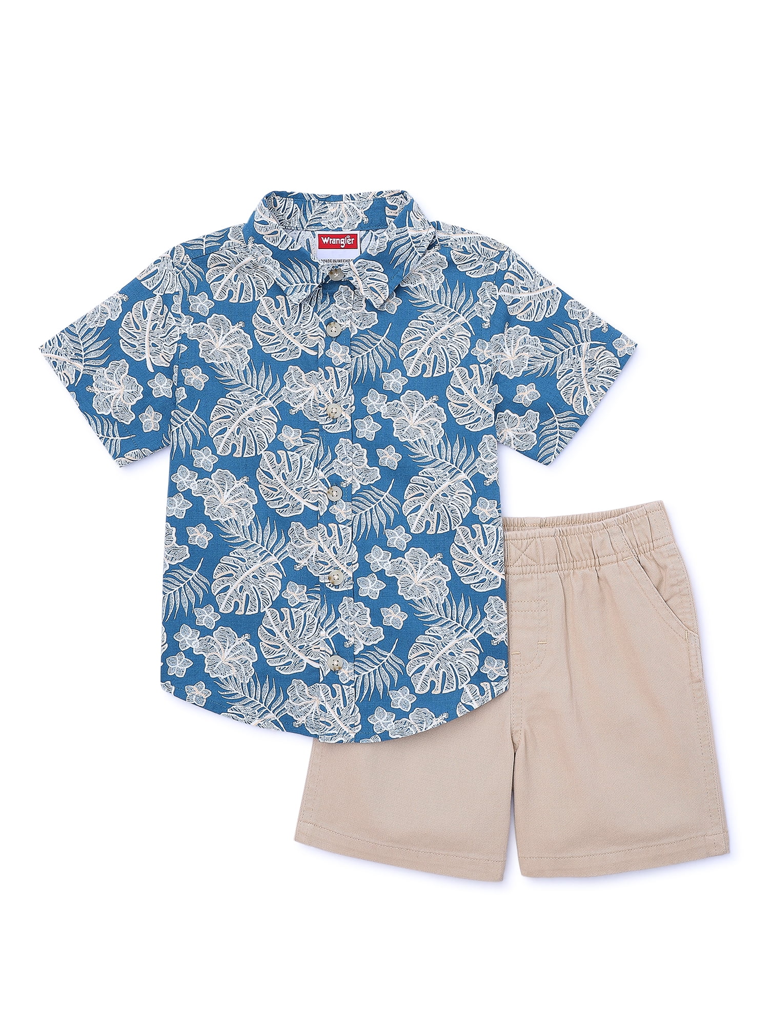 Wrangler Toddler Boy Short Sleeve Button-Up & Short Set, Sizes 2T-4T ...