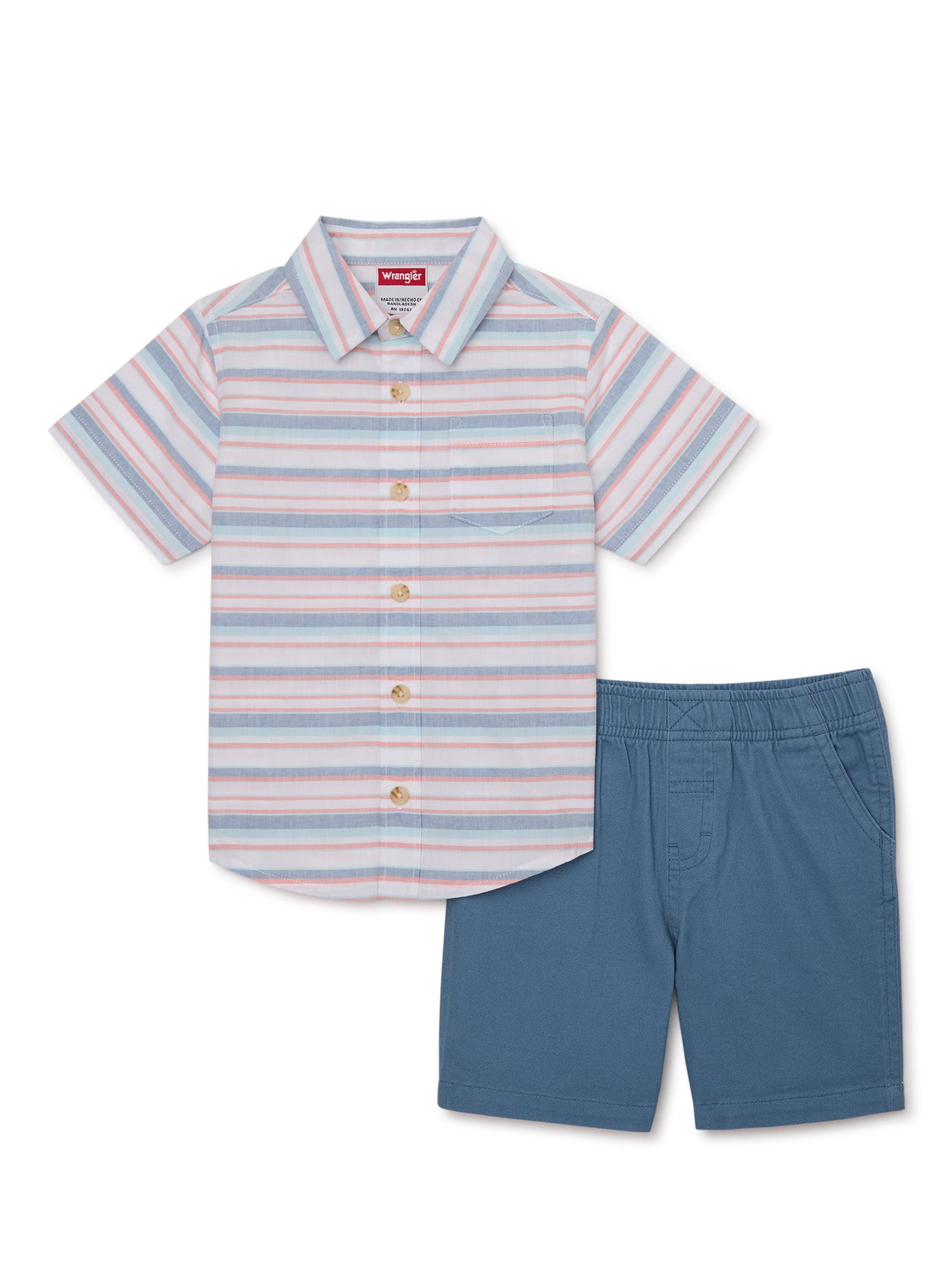 Wrangler Toddler Boy Short Sleeve Button-Up & Short Set, Sizes 2T-4T ...