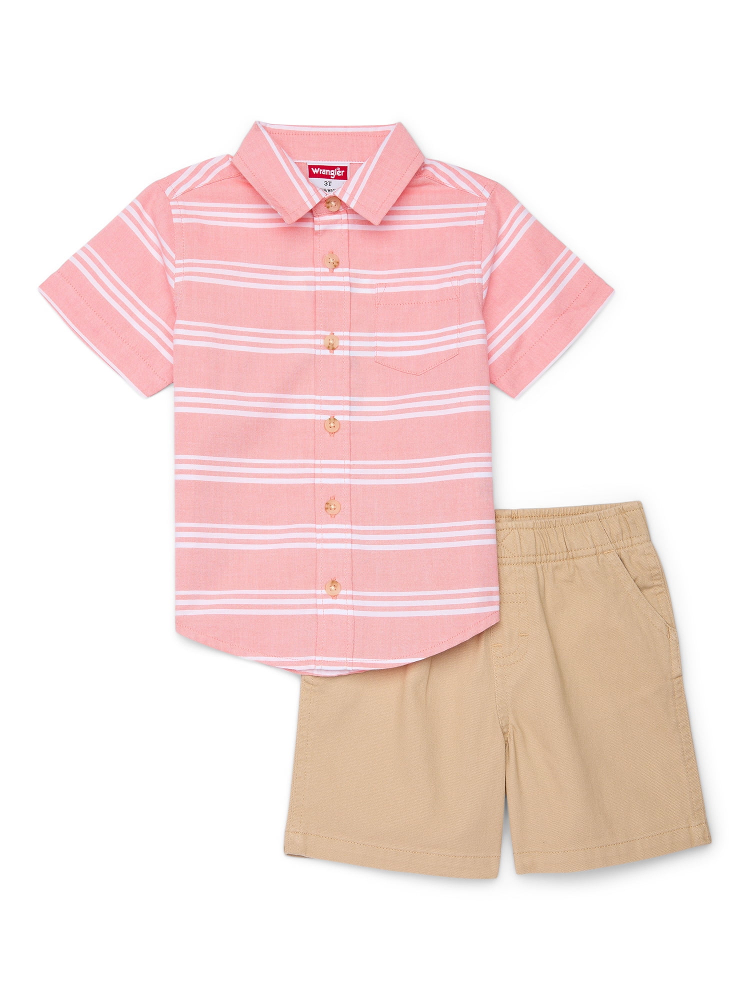 Wrangler Toddler Boy Short Sleeve Button-Up & Short Set, Sizes 2T-4T ...