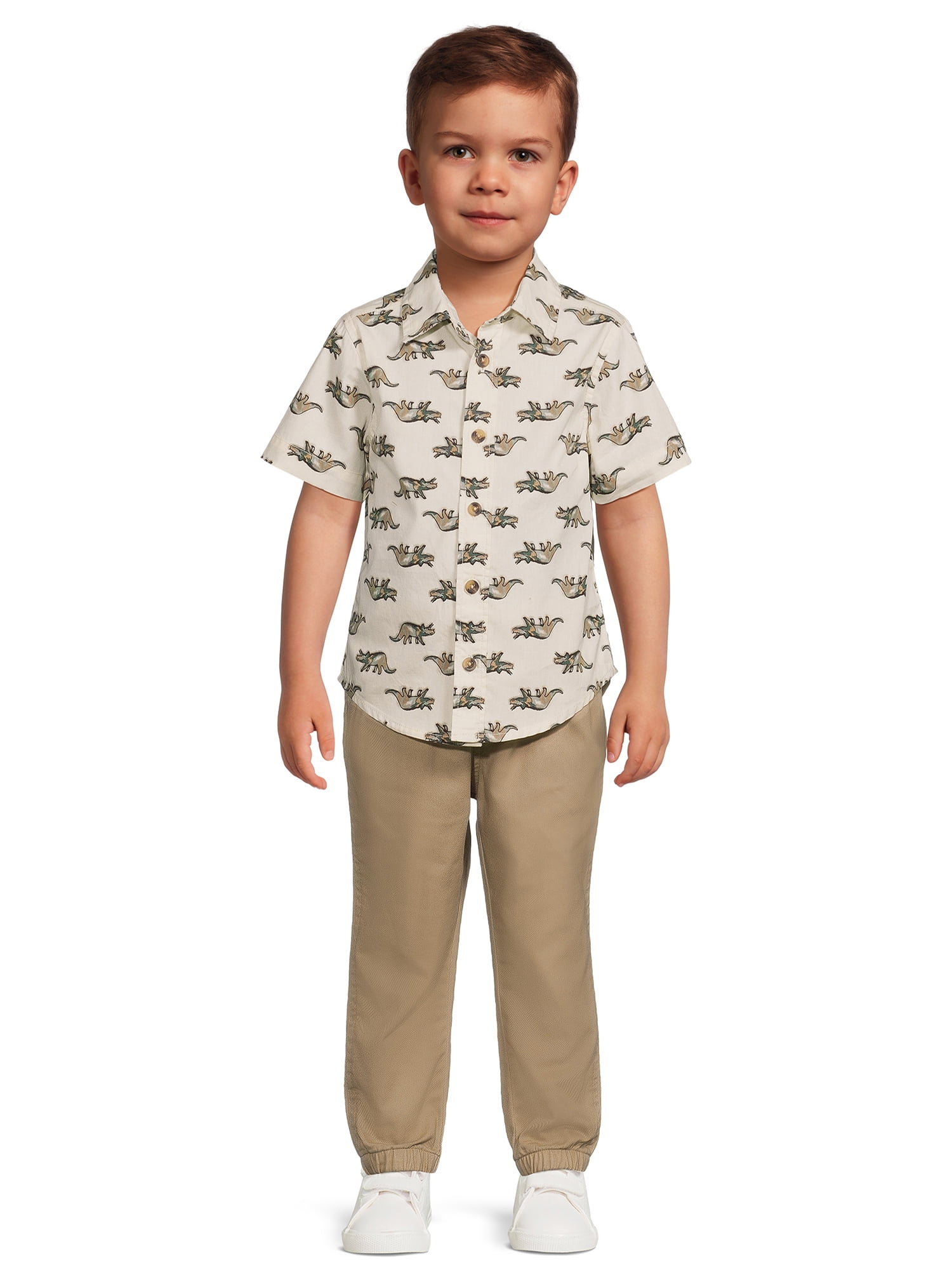 Wrangler Toddler Boys’ Short Sleeve Printed Poplin Shirt and Jogger ...