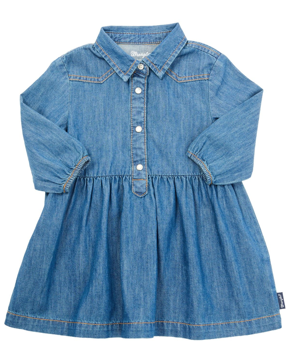 Wrangler Toddler-Girls' Long Sleeve Denim Dress Blue 4T US - Walmart.com