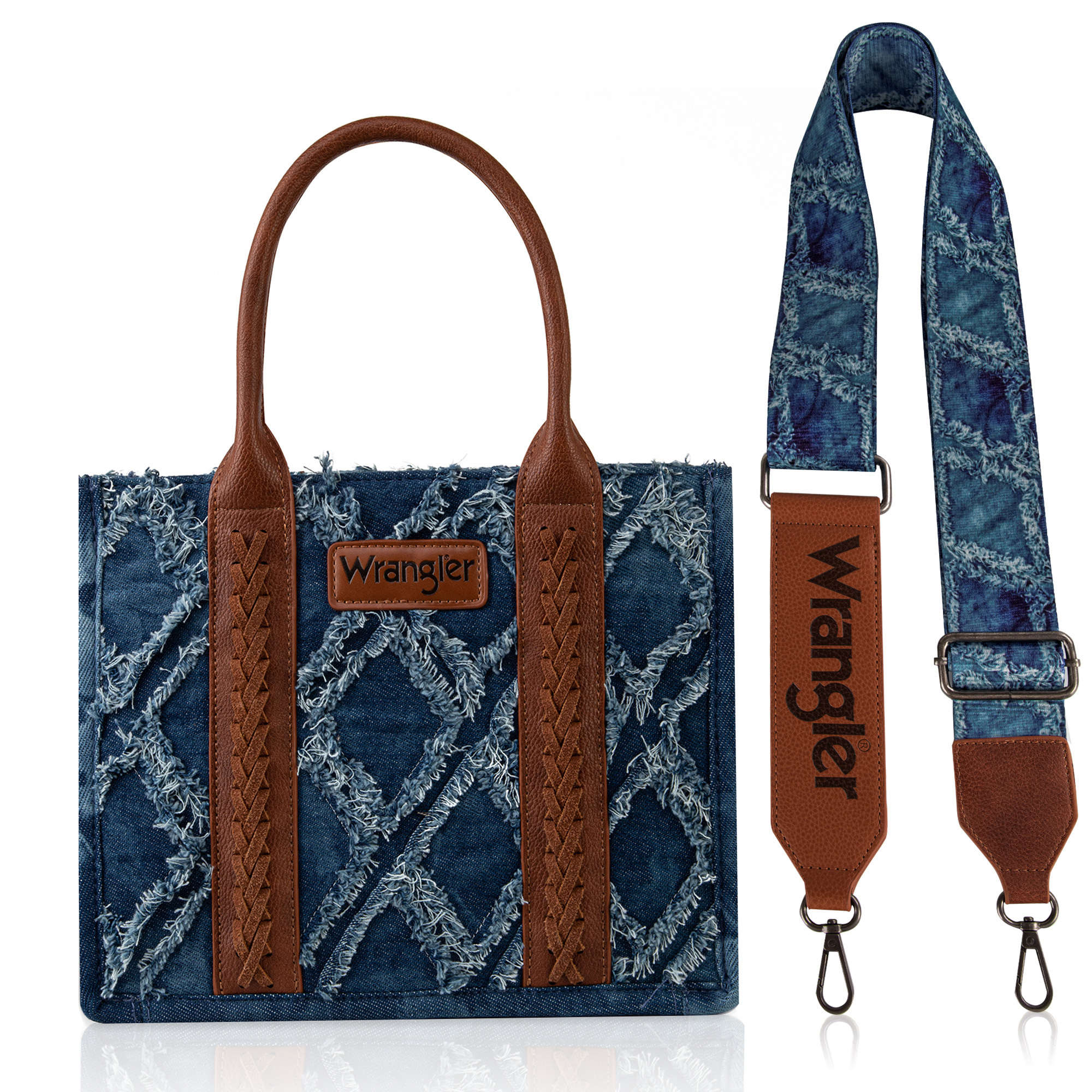 Coofit Women's Denim Purse Knitted Crossbody Bag with Shiny Rhinestone ...