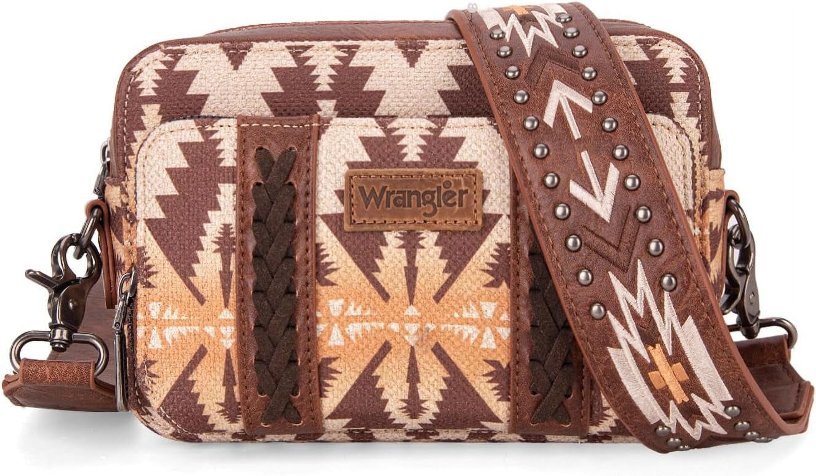 Wrangler Women's Boho Aztec Small Crossbody Bag with Multi Pockets ...