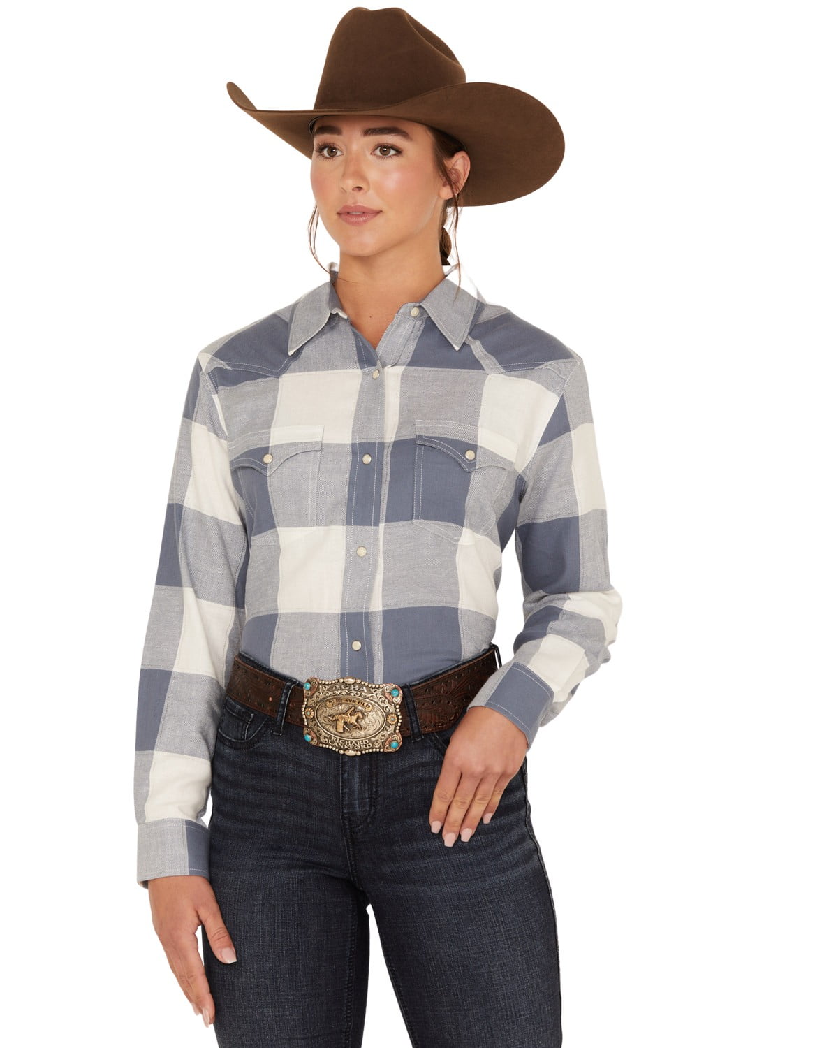 Wrangler Women's Boot Barn Buffalo Check Print Long Sleeve Western ...