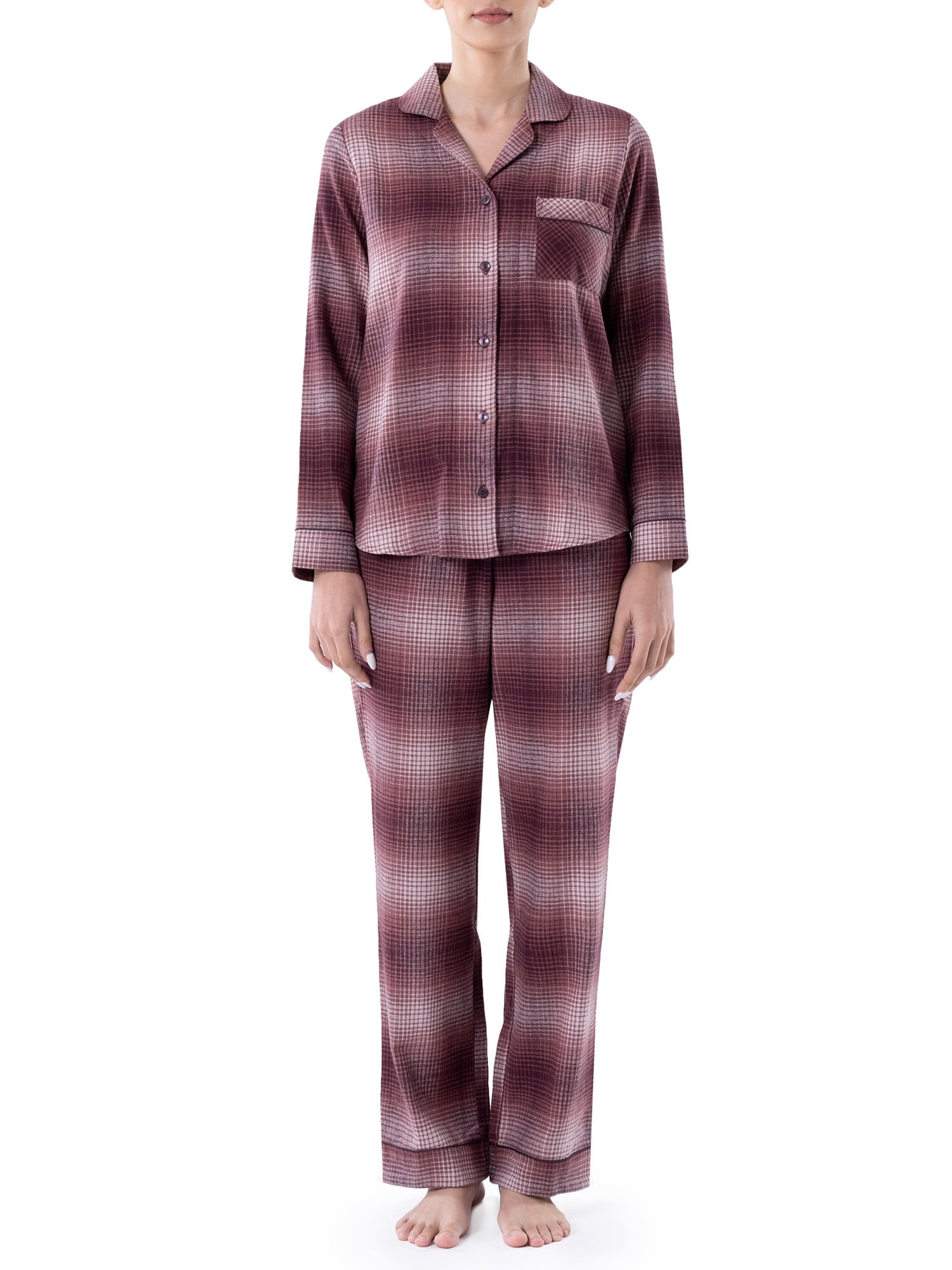 Wrangler Women's Flannel Button-Down Pajama Set, 2-Piece, Sizes S-4X ...