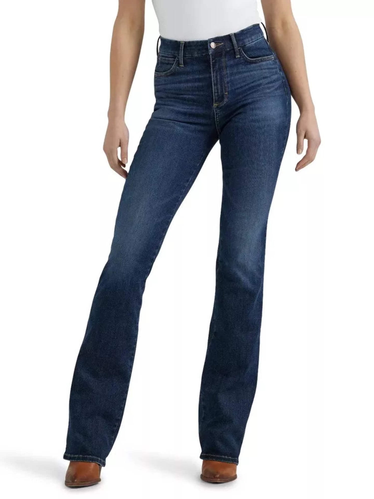 Wrangler Women's High-Rise Bootcut Stretch Jeans, Dark Blue, Size 14 ...
