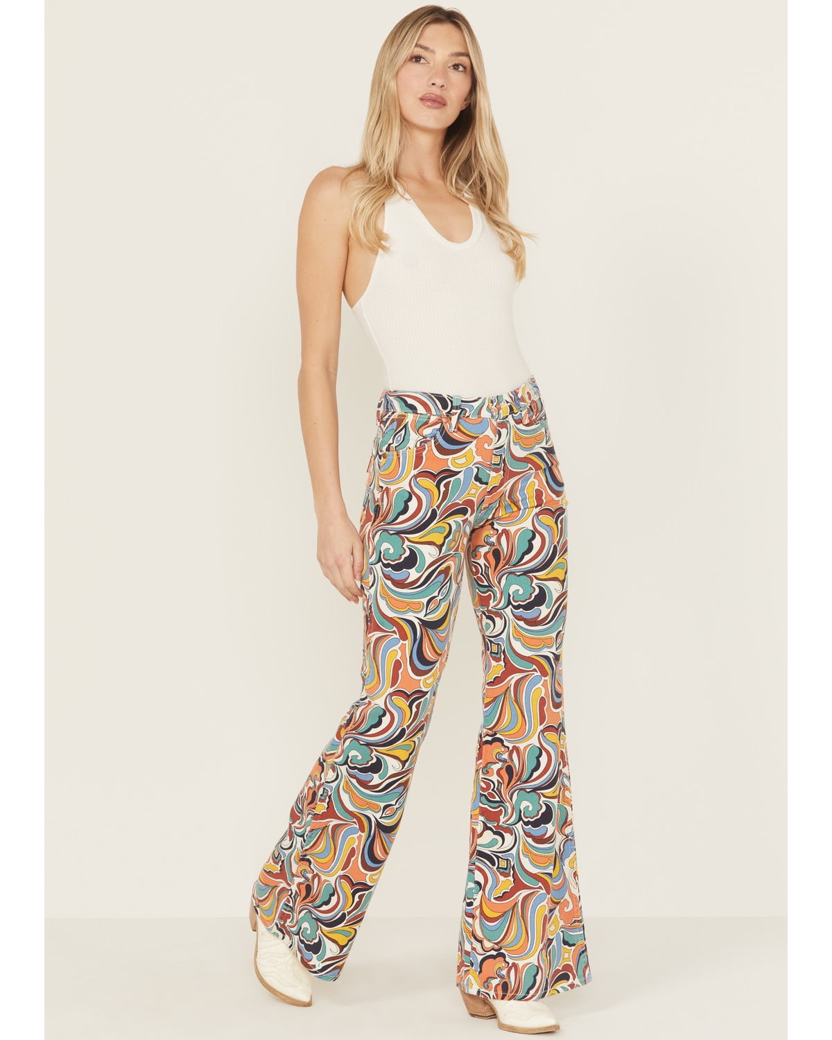 Wrangler Women's Latigo Printed High Rise Heritage Flare Stretch Denim ...