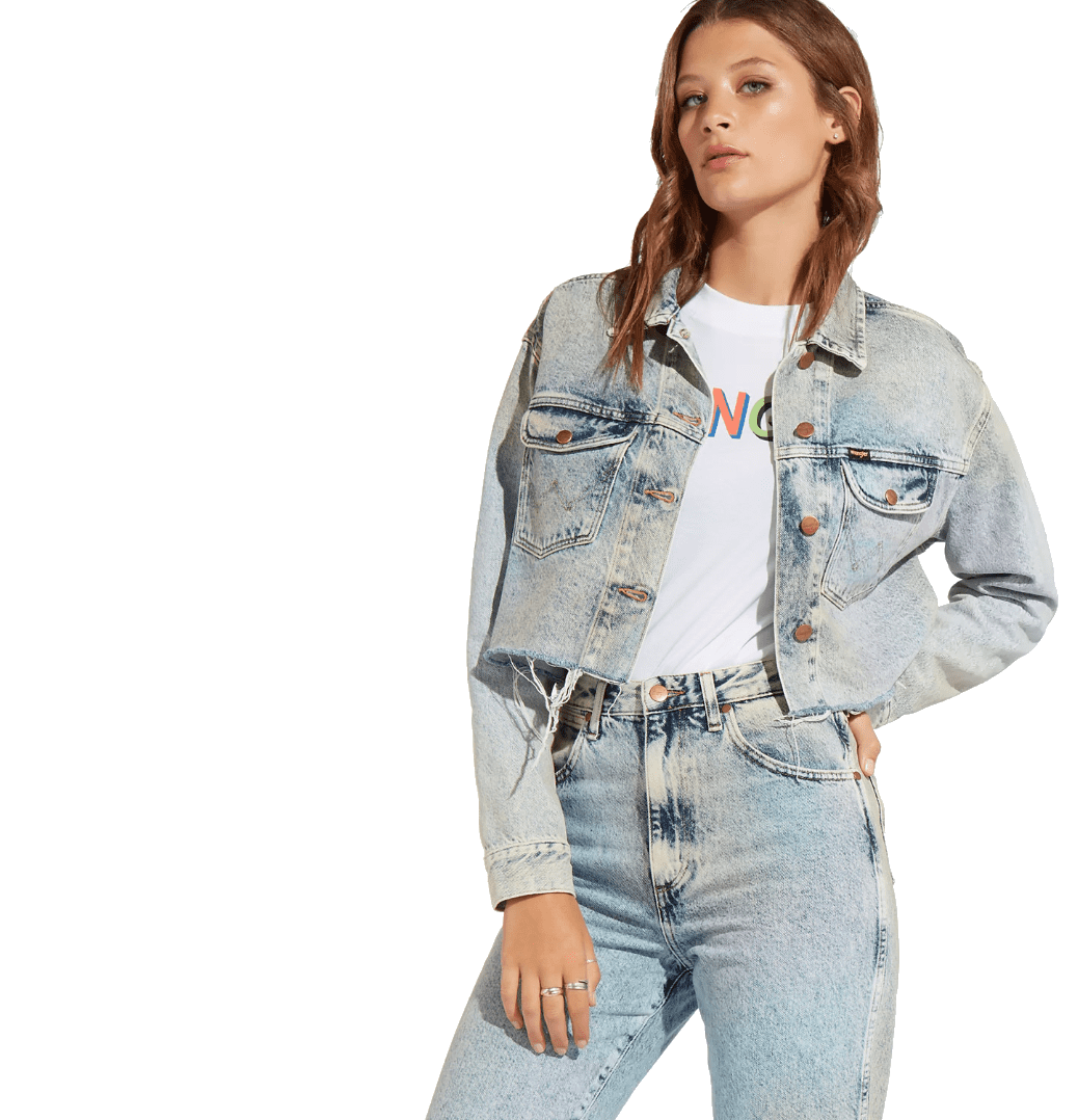 Wrangler Women's Long-Sleeve Retro Crop Premium Denim Jacket (Rainbow ...