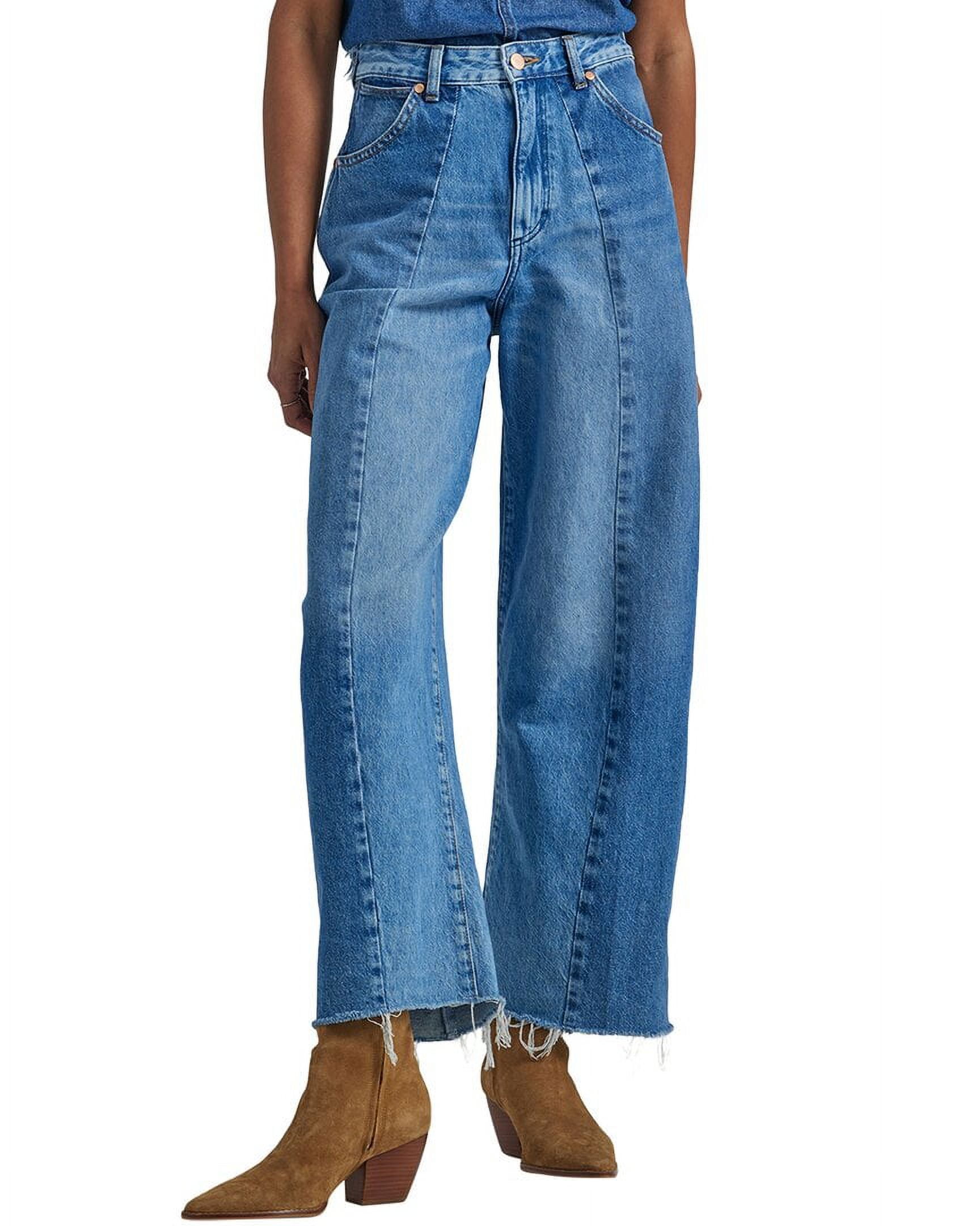Wrangler Women's Medium Wash Mid Rise Color Block Together Again Wide ...