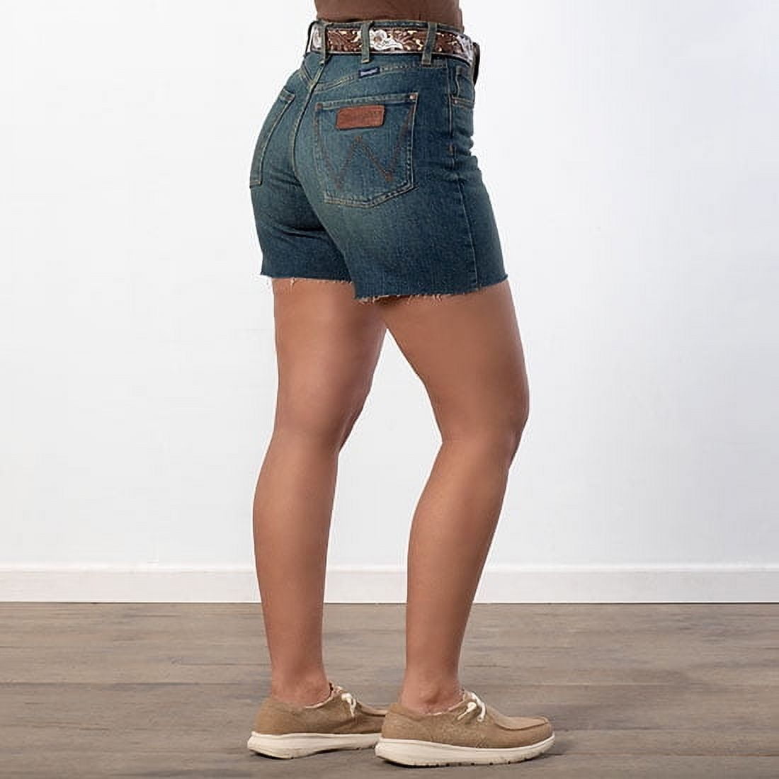 Wrangler Women's Retro Medium Wash High Rise Cutoff Denim Shorts ...