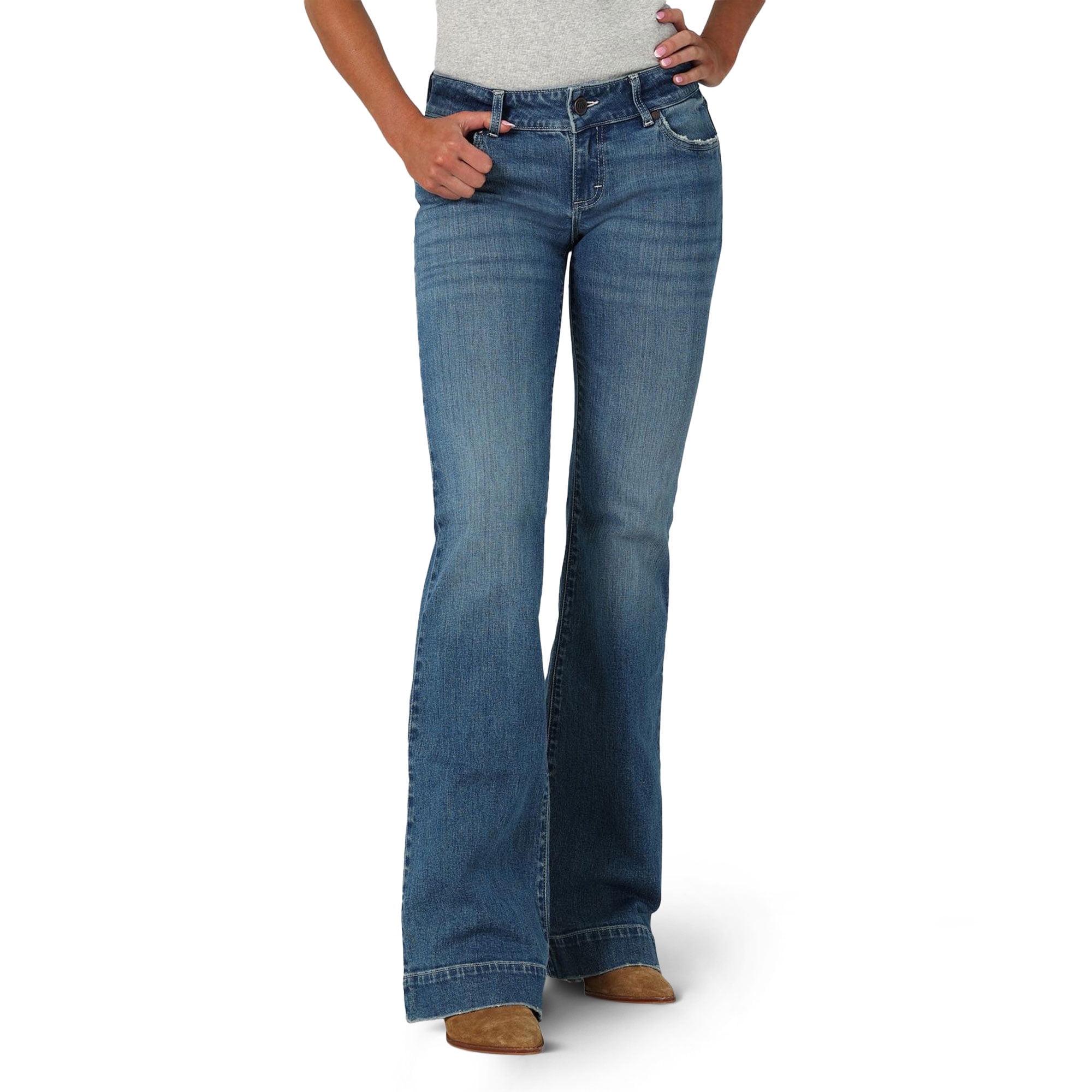 Wrangler Women's Retro Sadie Medium Wash Low Rise Stretch Trouser Jeans - 112336733 32W x 34L ...
