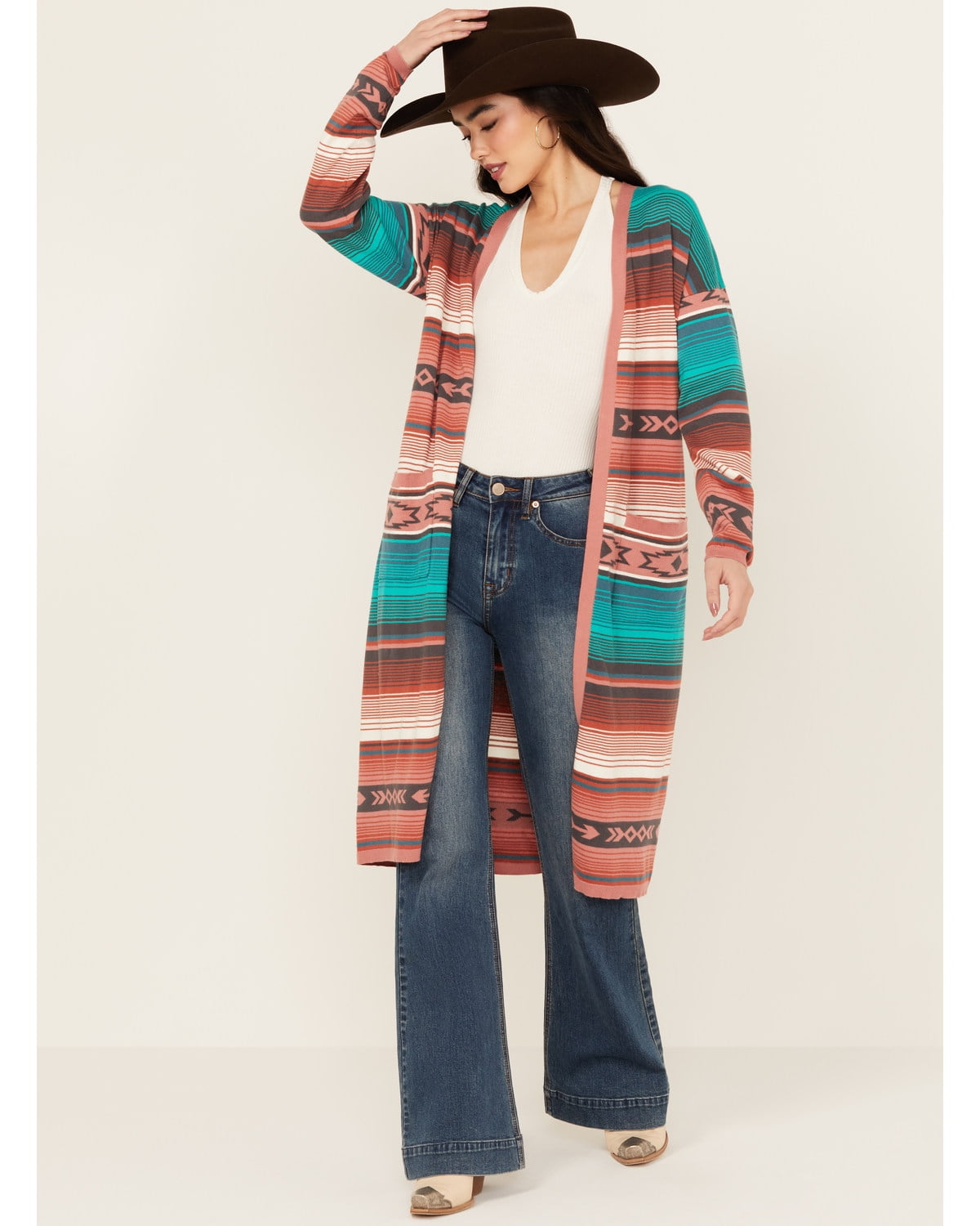 Wrangler Women's Serape Striped Long Sleeve Duster - 112344702 US ...