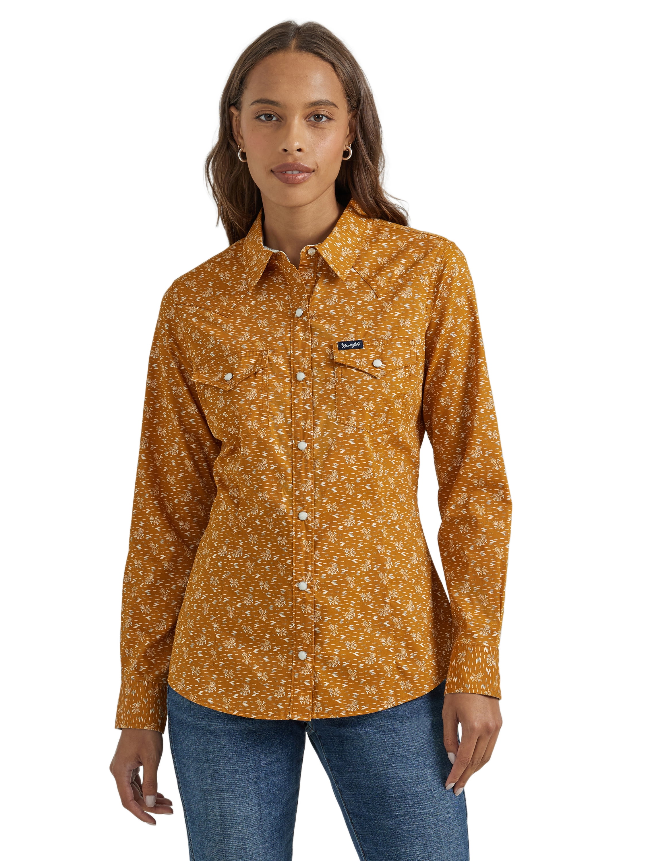 Wrangler® Women's Western Long Sleeve Snap Shirt - Walmart.com
