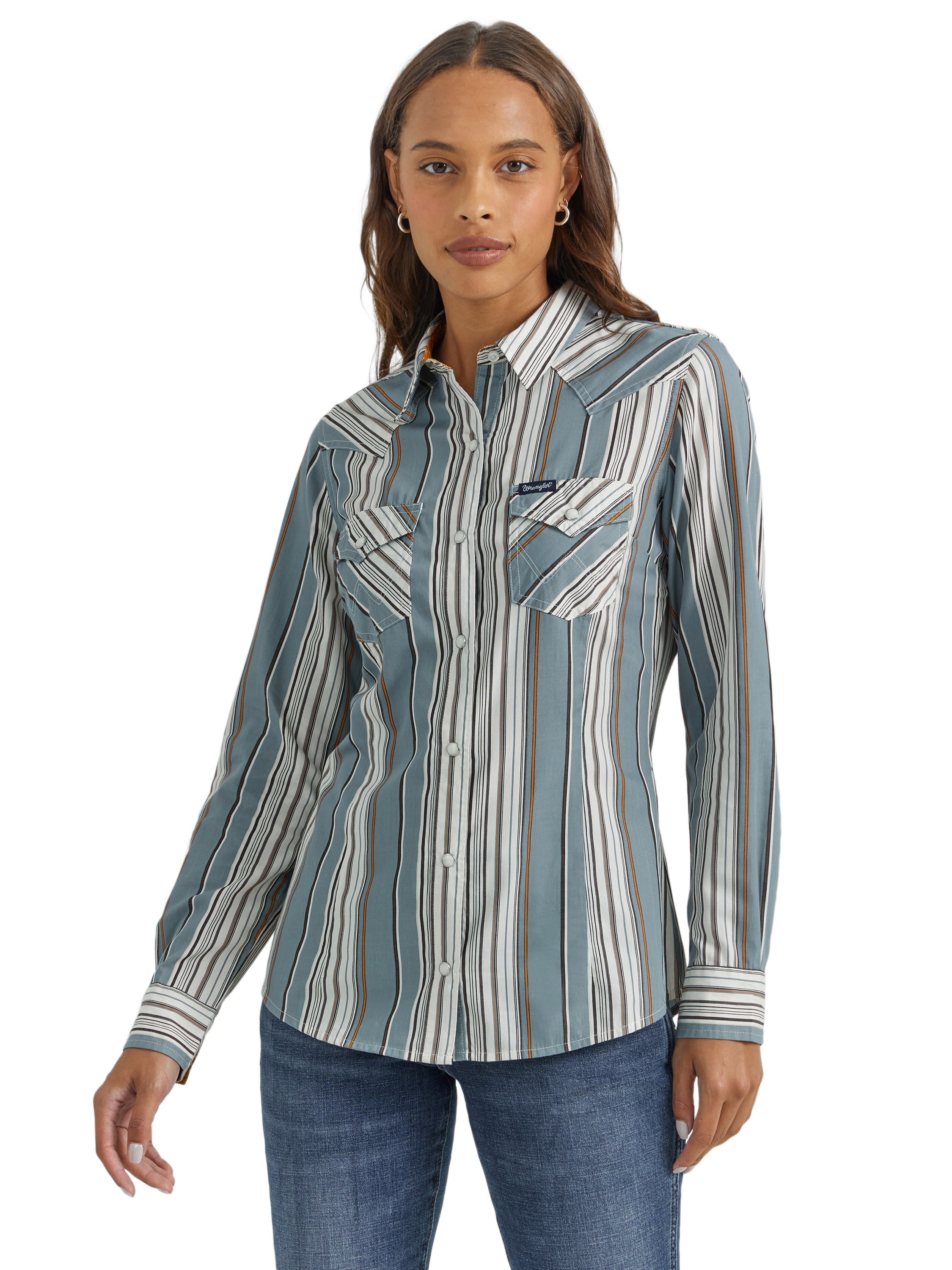 Wrangler® Women's Western Long Sleeve Snap Shirt - Walmart.com