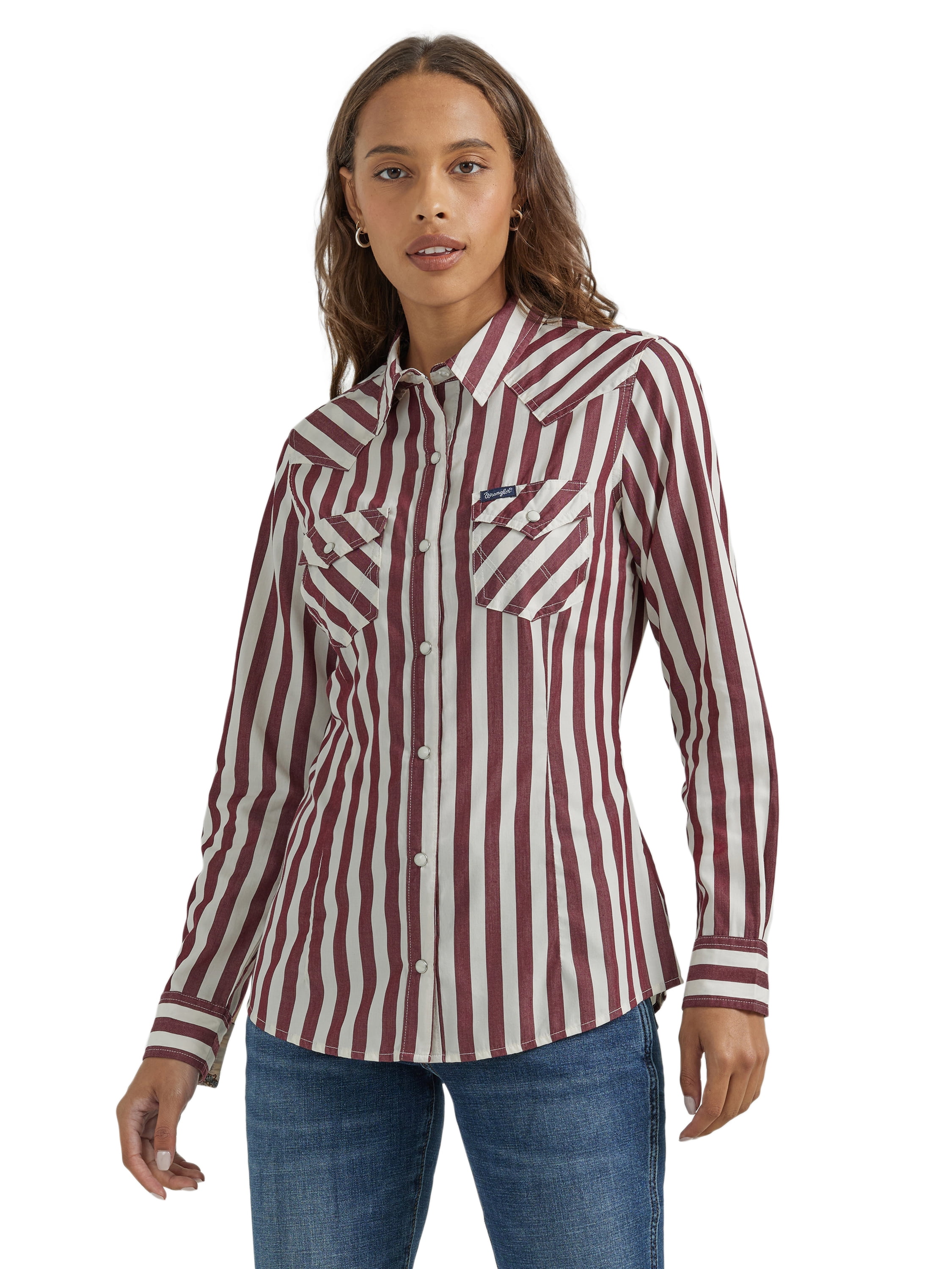 Wrangler® Women's Western Long Sleeve Snap Shirt - Walmart.com