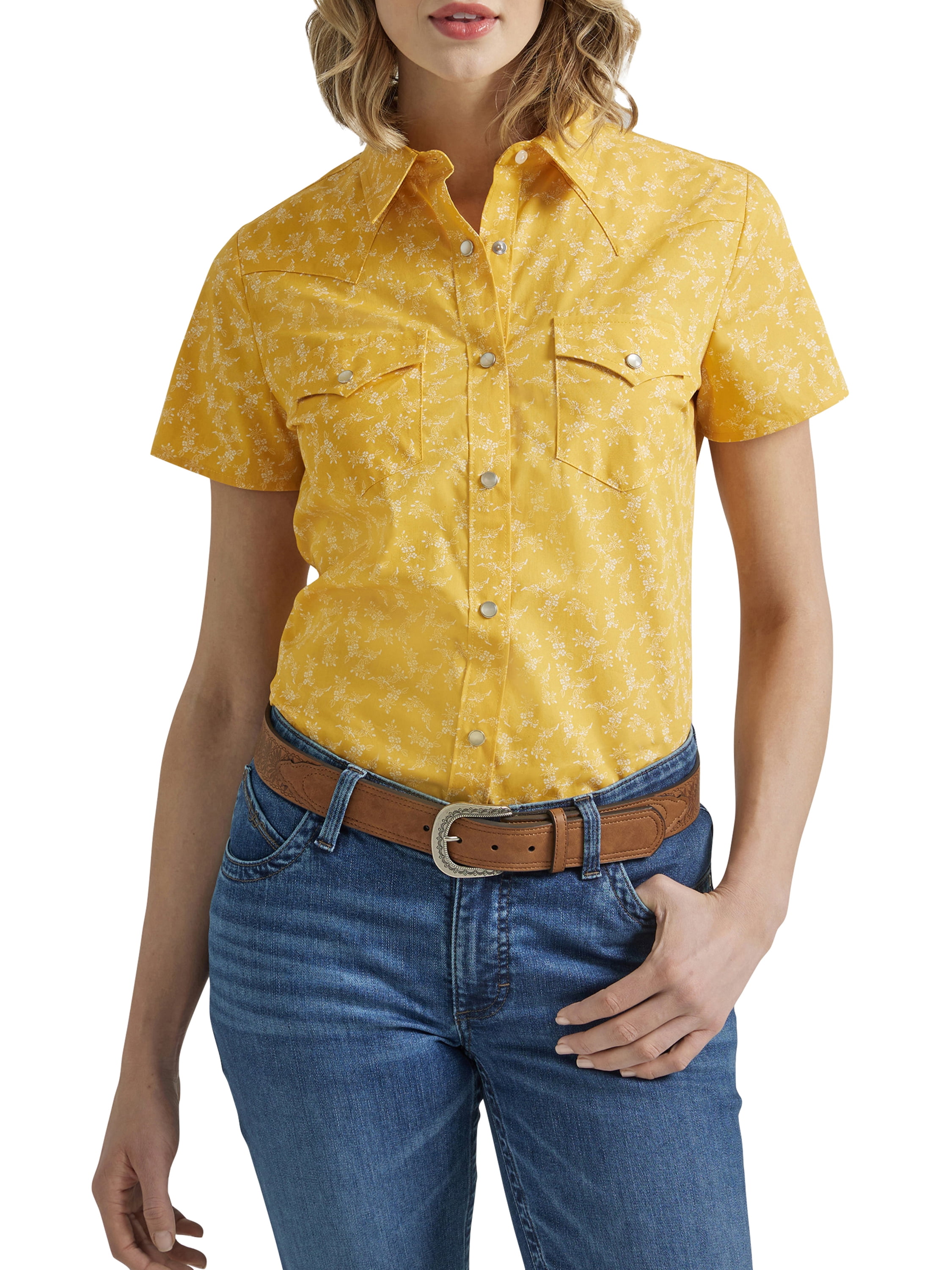 Wrangler® Women's Western Short Sleeve Snap Shirt - Walmart.com