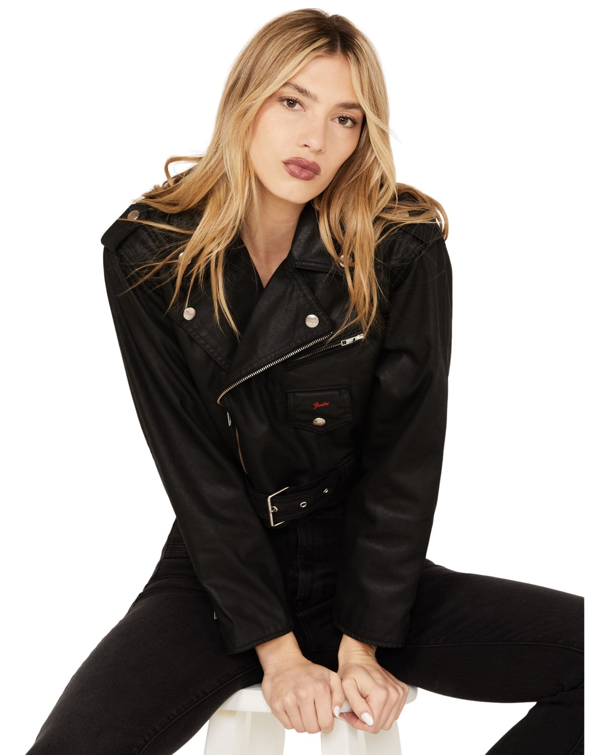 Wrangler Women's X Fender Cropped Moto Jacket Black X-Large US ...