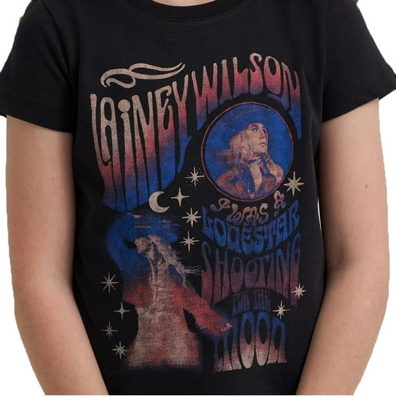 Wrangler Womens Girls Lainey Wilson Shooting For The Moon Tee S Black ...