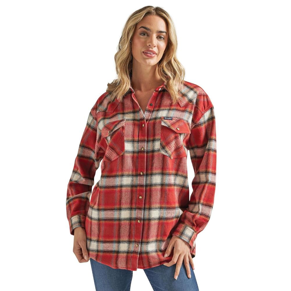 Wrangler Womens Retro Americana Boyfriend Shirt XL Red - Walmart.com