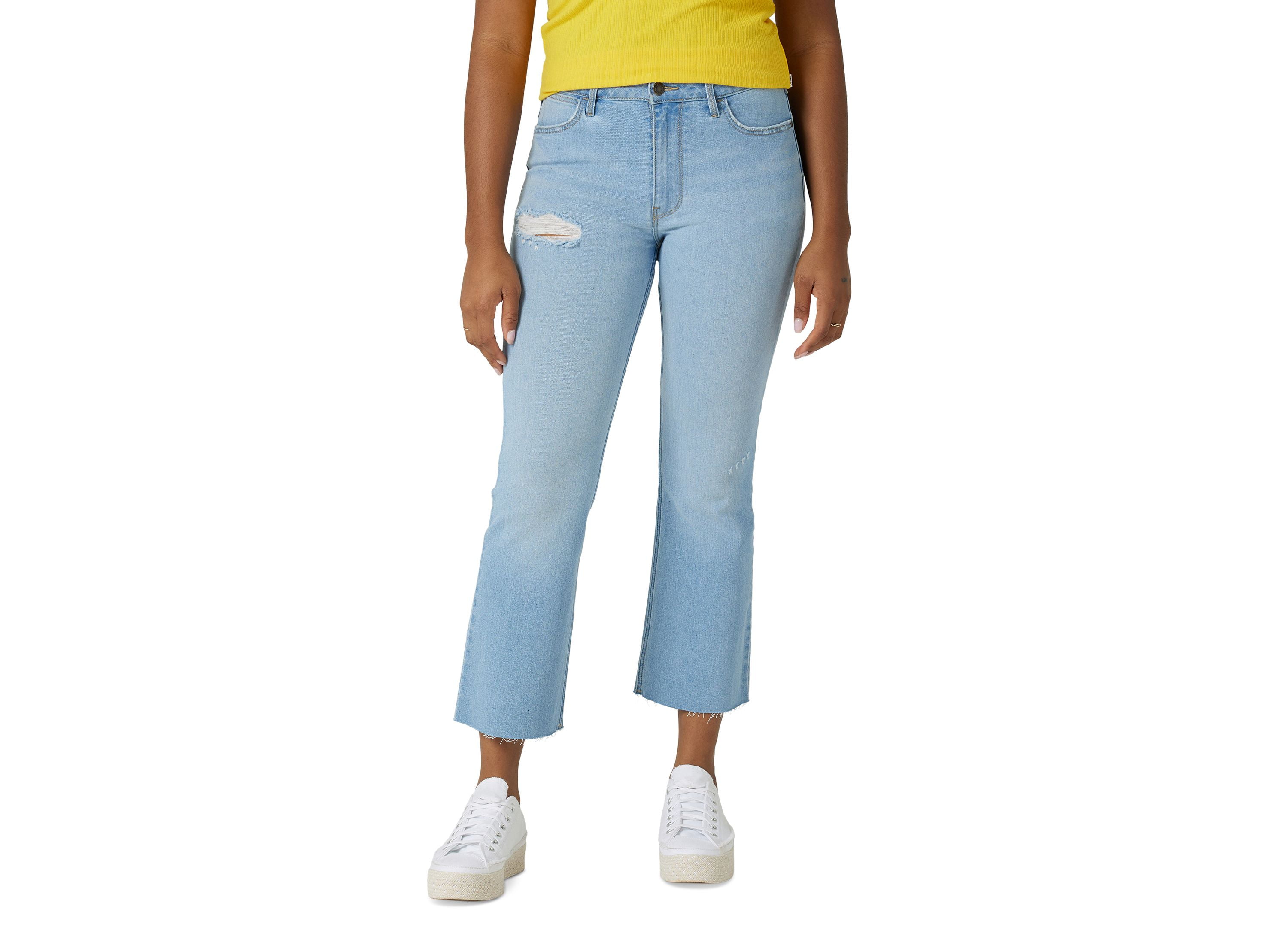 Wrangler Womens Ripped Flared Ankle Jeans Light Wash 2 - Walmart.com