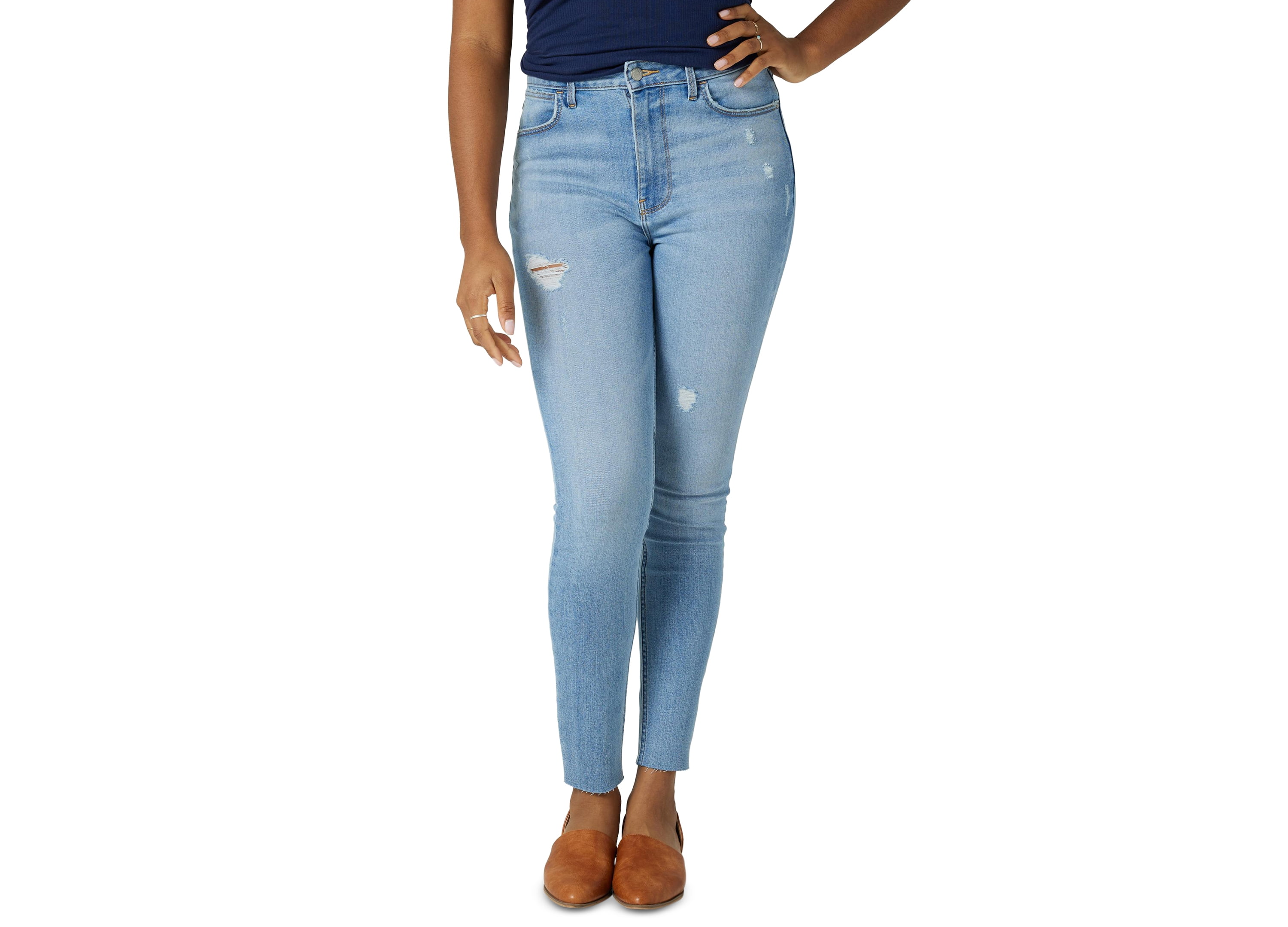 Wrangler Womens Ripped Skinny Jeans Glacier Light Wash 6 - Walmart.com