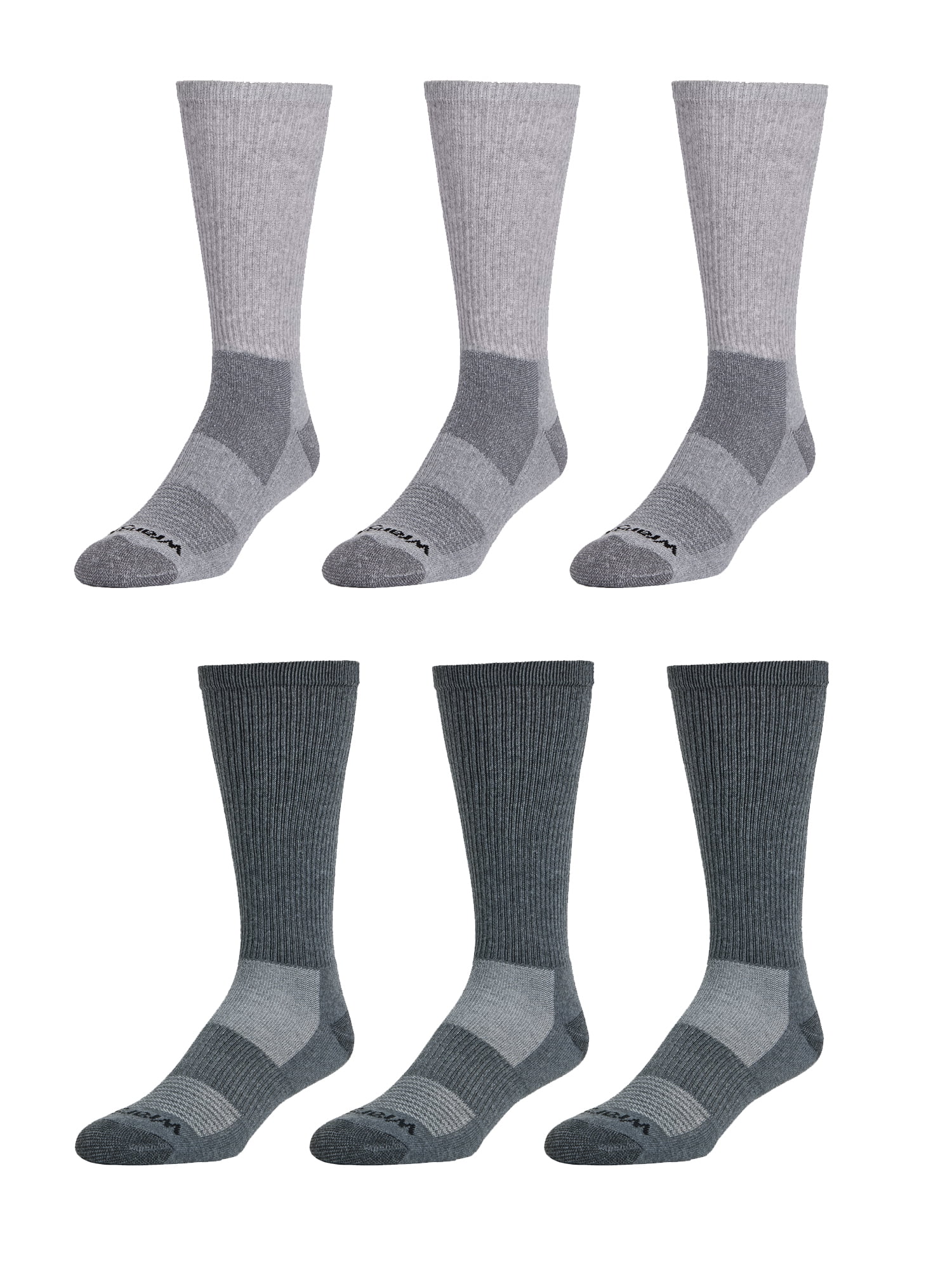Wrangler Wool Blend Work Socks for Men, Size 6-12, Gray/Charcoal, 6 ...