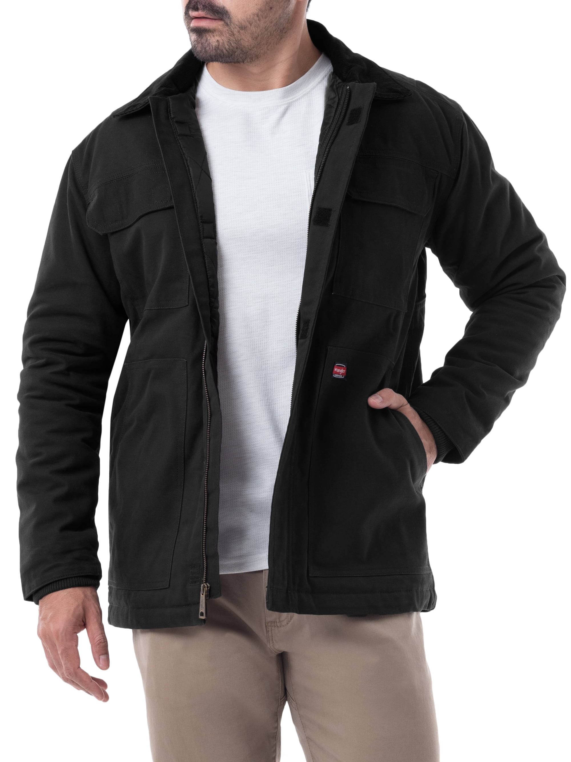 Wrangler Rugged Elements Men’s Insulated Work Jacket, Zippered Duck ...