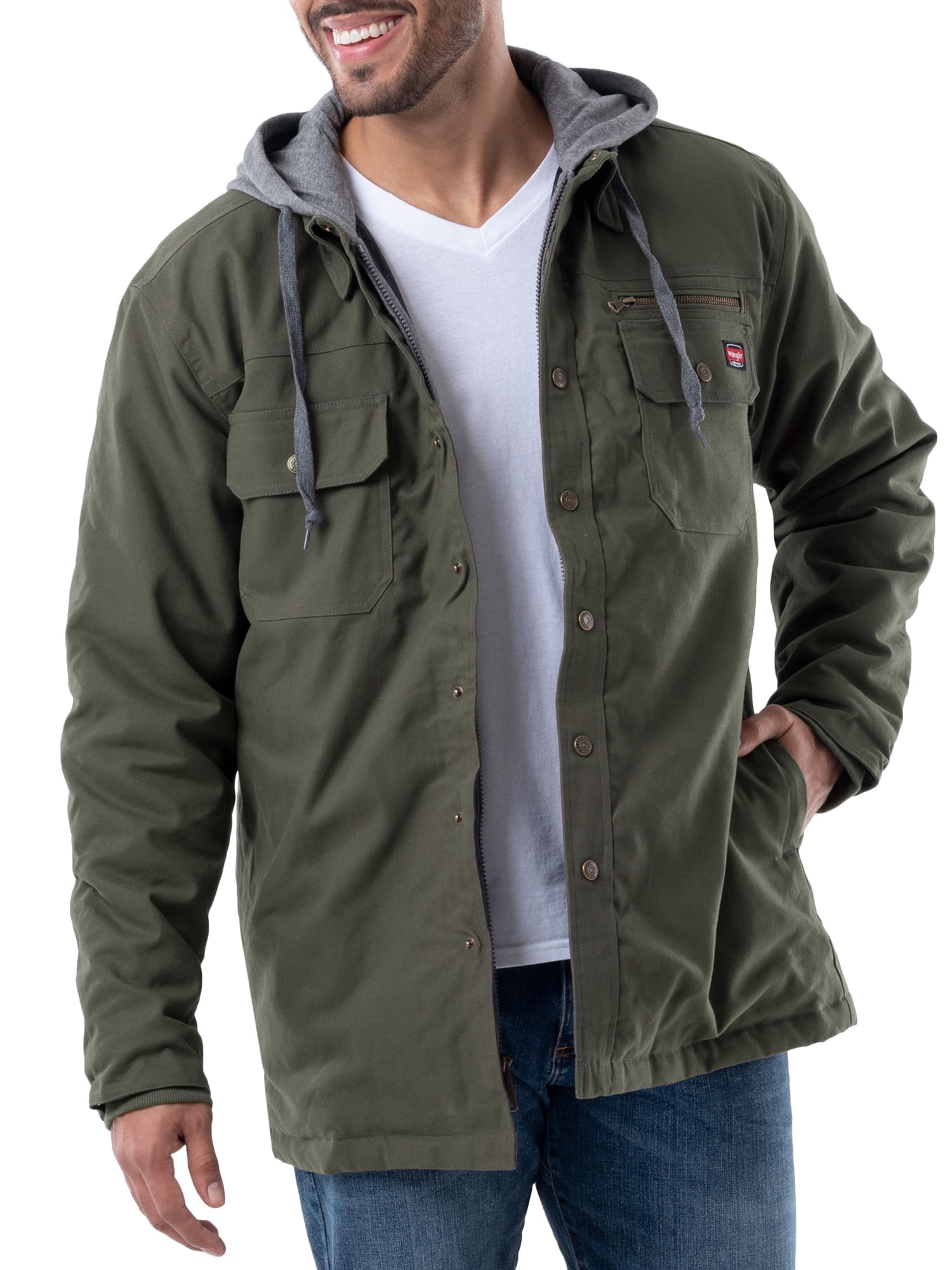 Wrangler Workwear Men's & Big Men's Quilted Lined Shirt Jacket, Sizes S ...