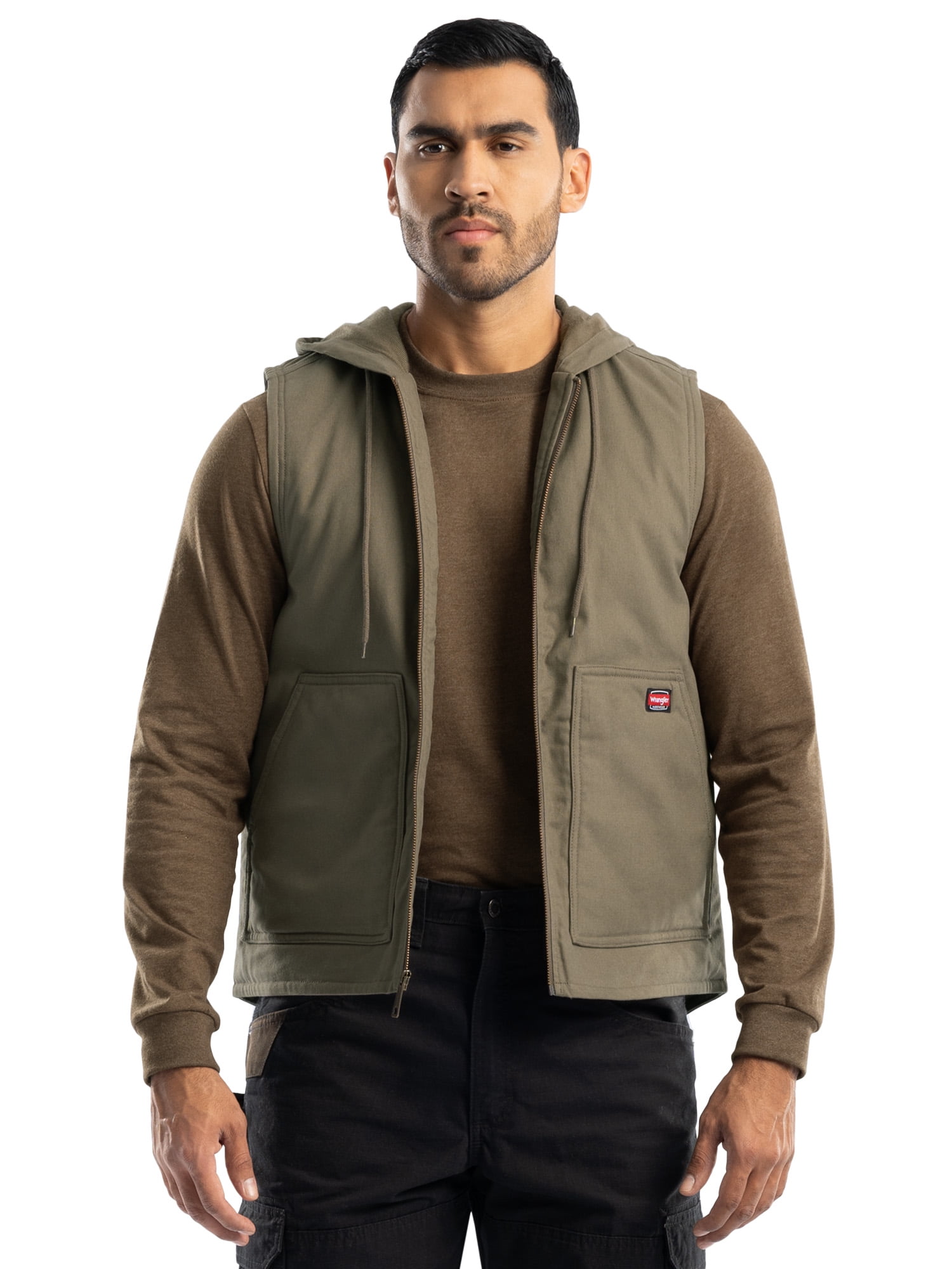 Wrangler Workwear Men's Durable Quilted Lined Hooded Duck Work Vest ...