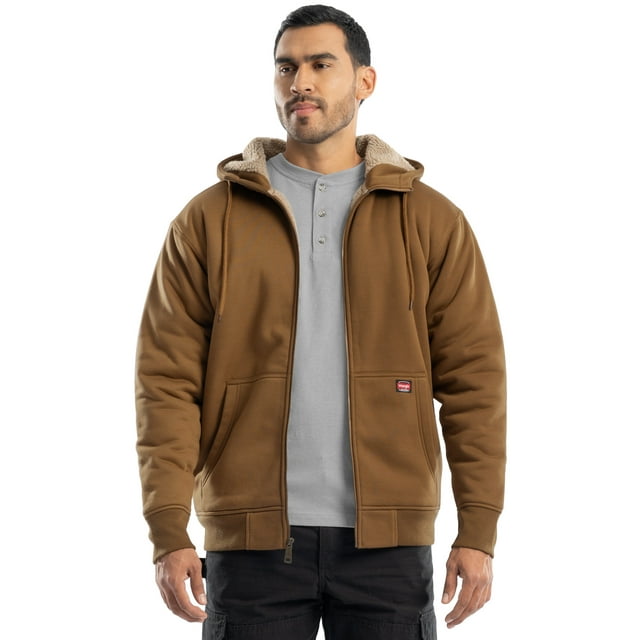 Wrangler Men's Insulated Sherpa Lined Hooded Work Jacket, Full-Zip, S ...