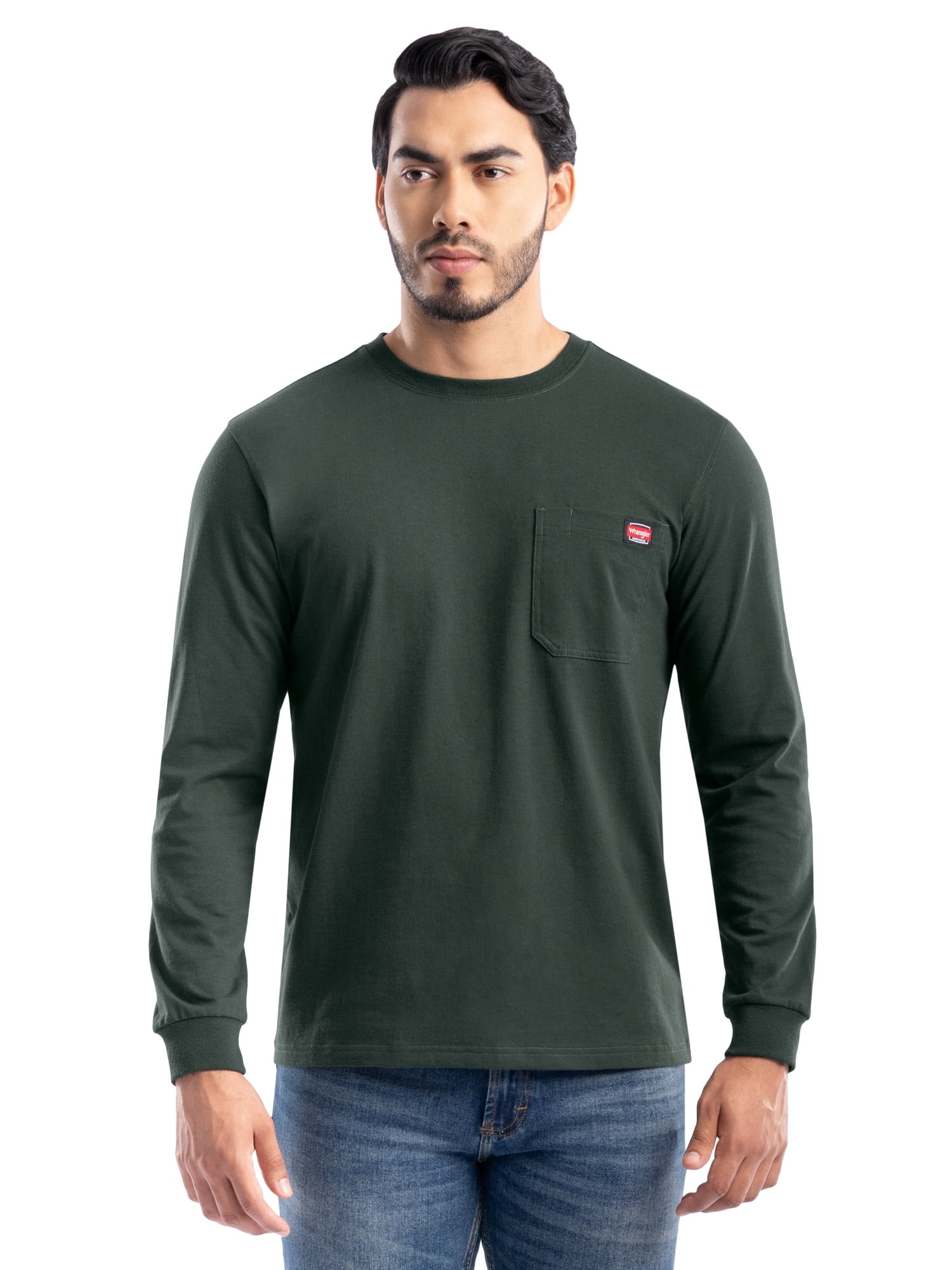 Wrangler Workwear Men's Long Sleeve Heavyweight Pocket T-Shirt, Size S ...