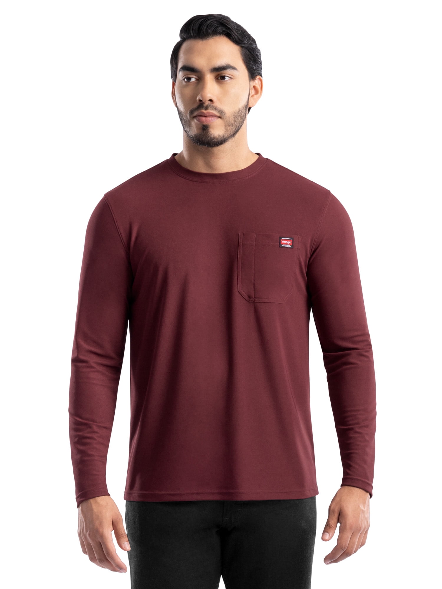 Wrangler Workwear Men's Long Sleeve Performance Work Pocket T-Shirt ...