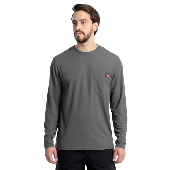 Wrangler Workwear Men's Long Sleeve Performance Work Pocket T-Shirt ...