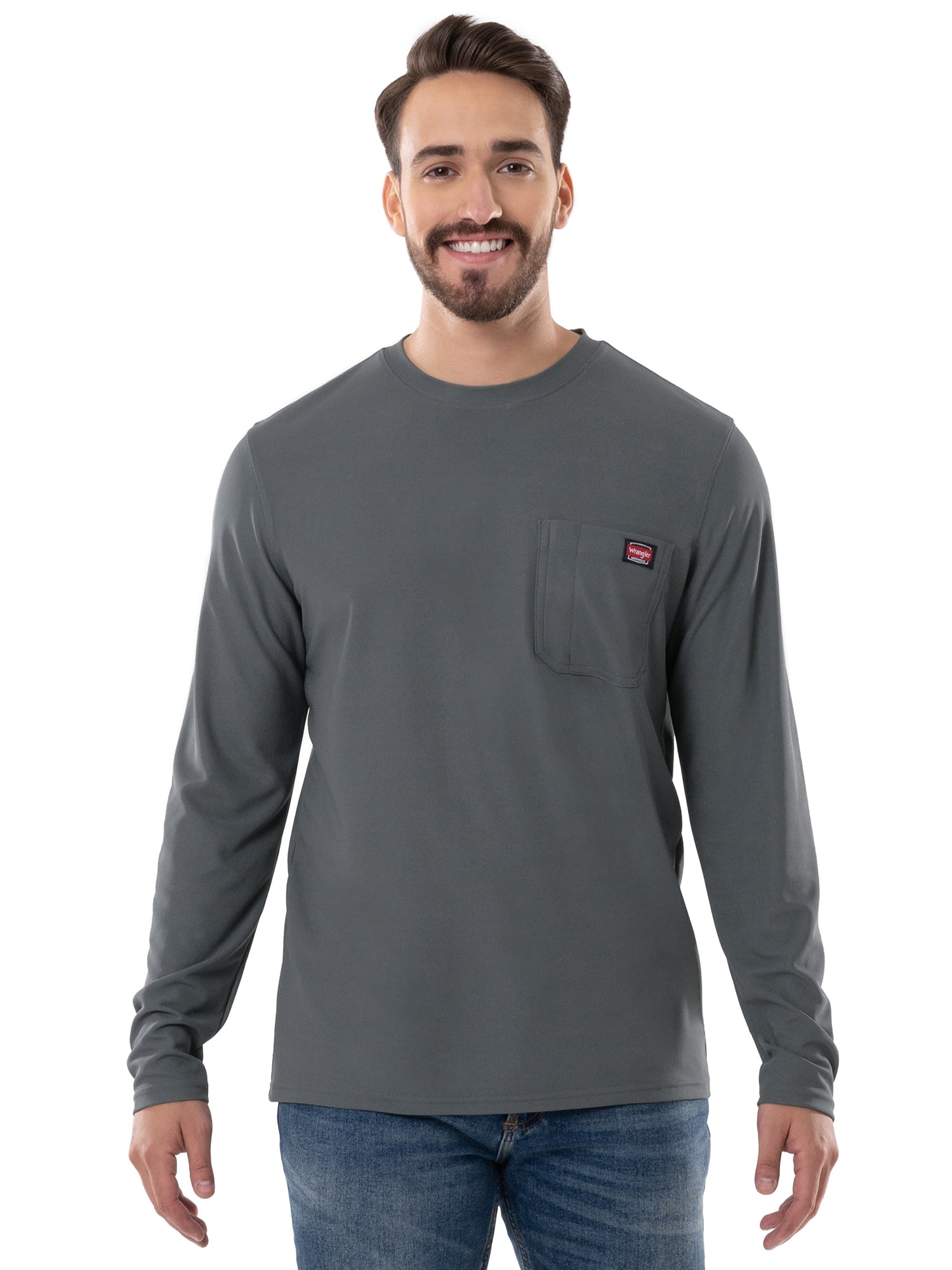 Wrangler Workwear Men's Long Sleeve Performance Work Pocket T-Shirt ...