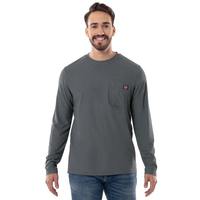 Wrangler Workwear Men's Long Sleeve Performance Work Pocket T-Shirt ...